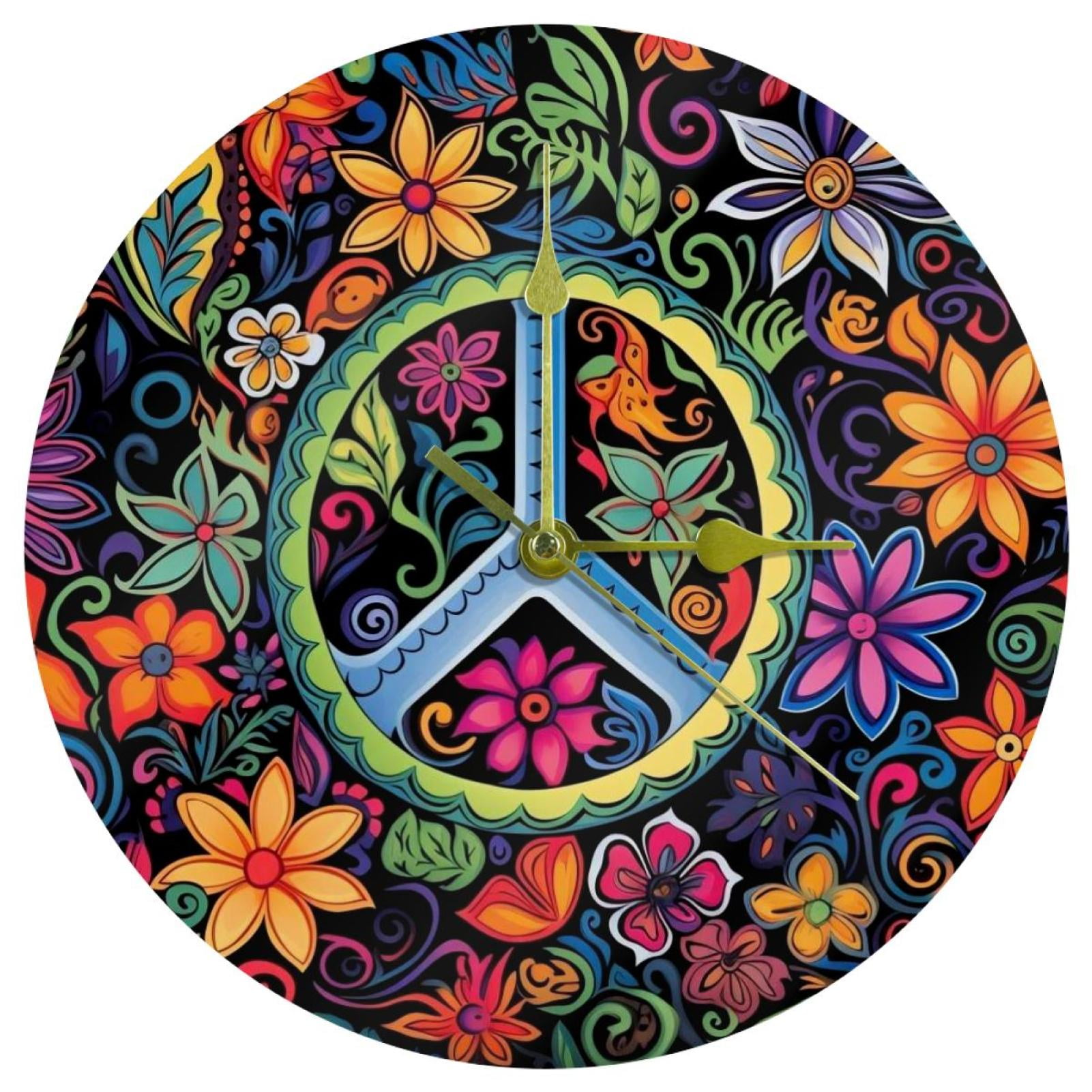 Peace Symbol Uniquely Designed Acrylic Circular Wall Clock - Stylish ...