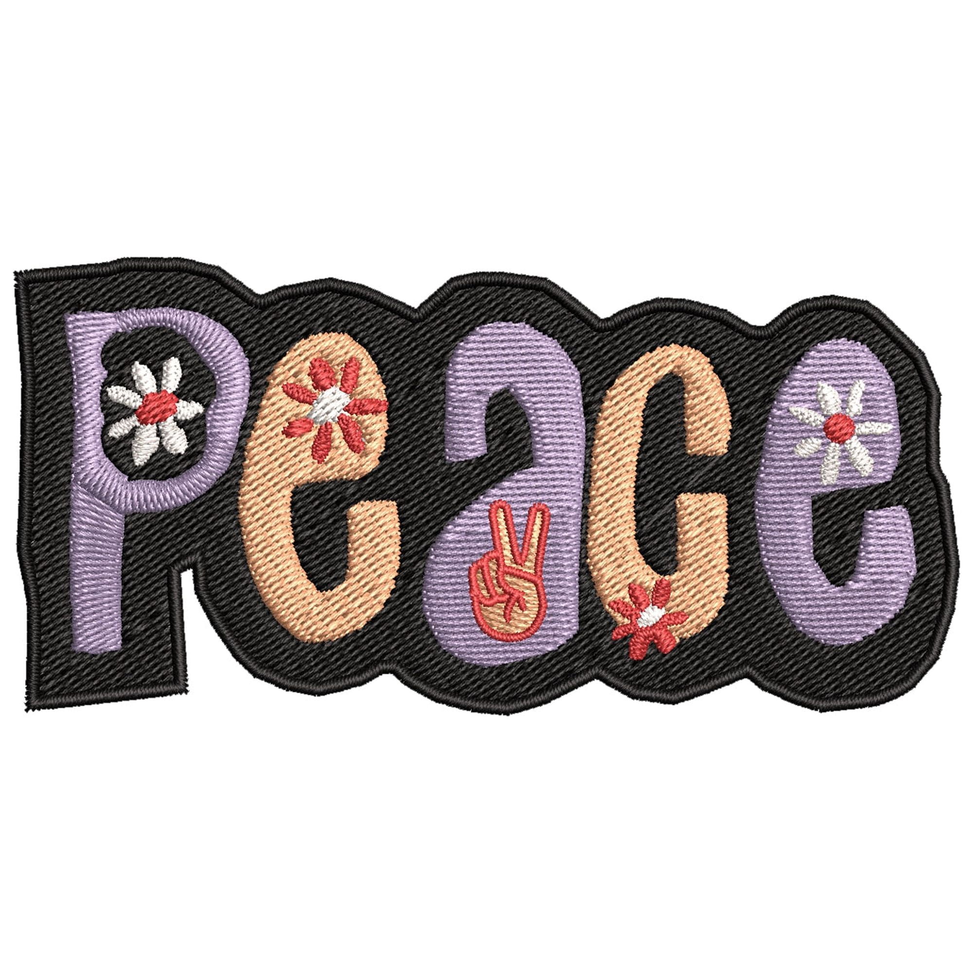 Peace Text Embroidered DIY Iron on or Sew-on Decorative Patch Badge ...