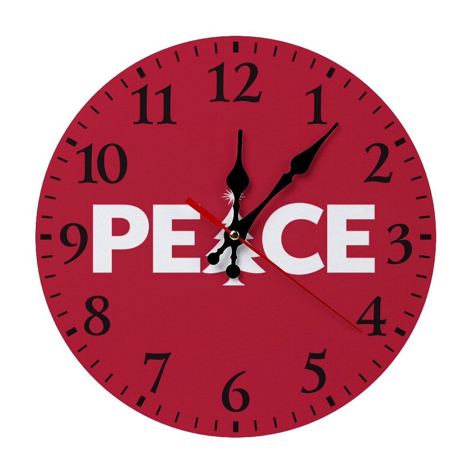 Peace Tree Red Wall Clock Modern Design Clocks Wall Hanging Home Office ...