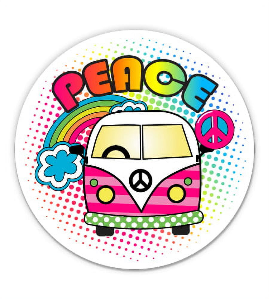 Peace Van Cute Hippie Peace Sign - 3" Vinyl Sticker - For Car Laptop I ...