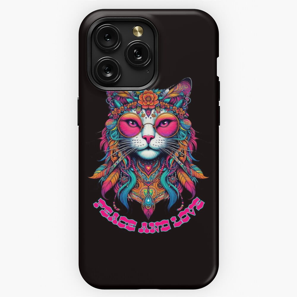 Peace and Love CatCute Animal Symbol Graphic with iPhone 17 to 11 Pro ...