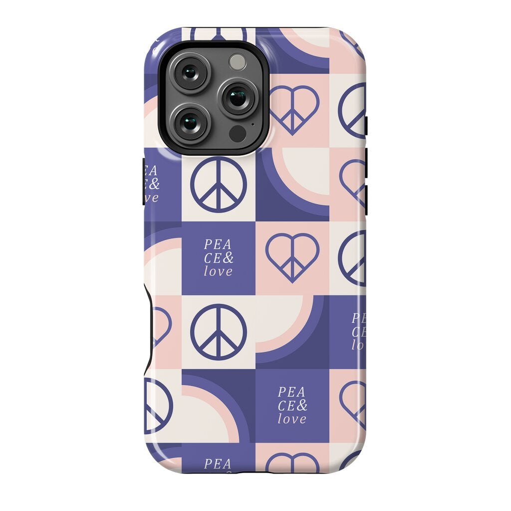 Peace and Love Pattern Retro Artwork For iPhone 11 to 17 Pro Max ...