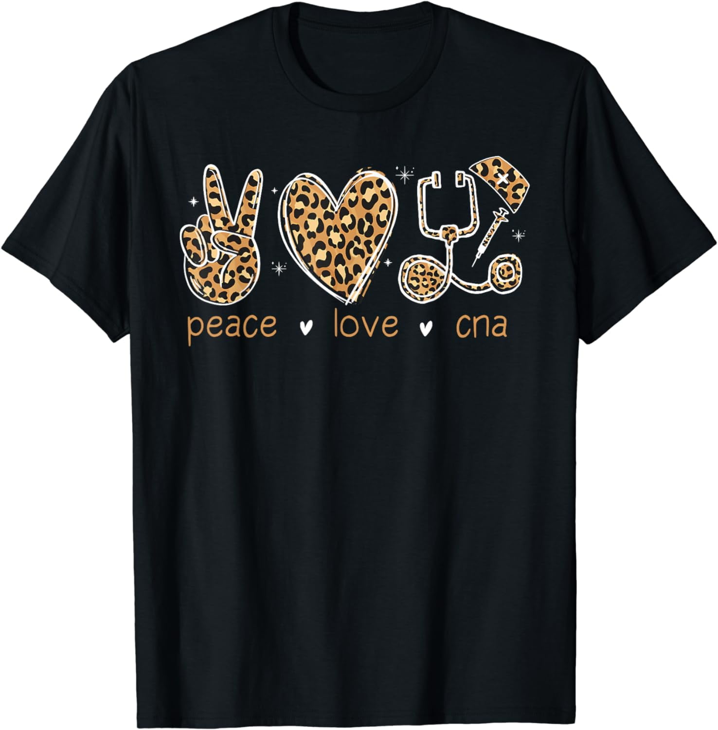 Peace love CNA Nurse life leopard Print Nurses Week CNA Week T-Shirt ...