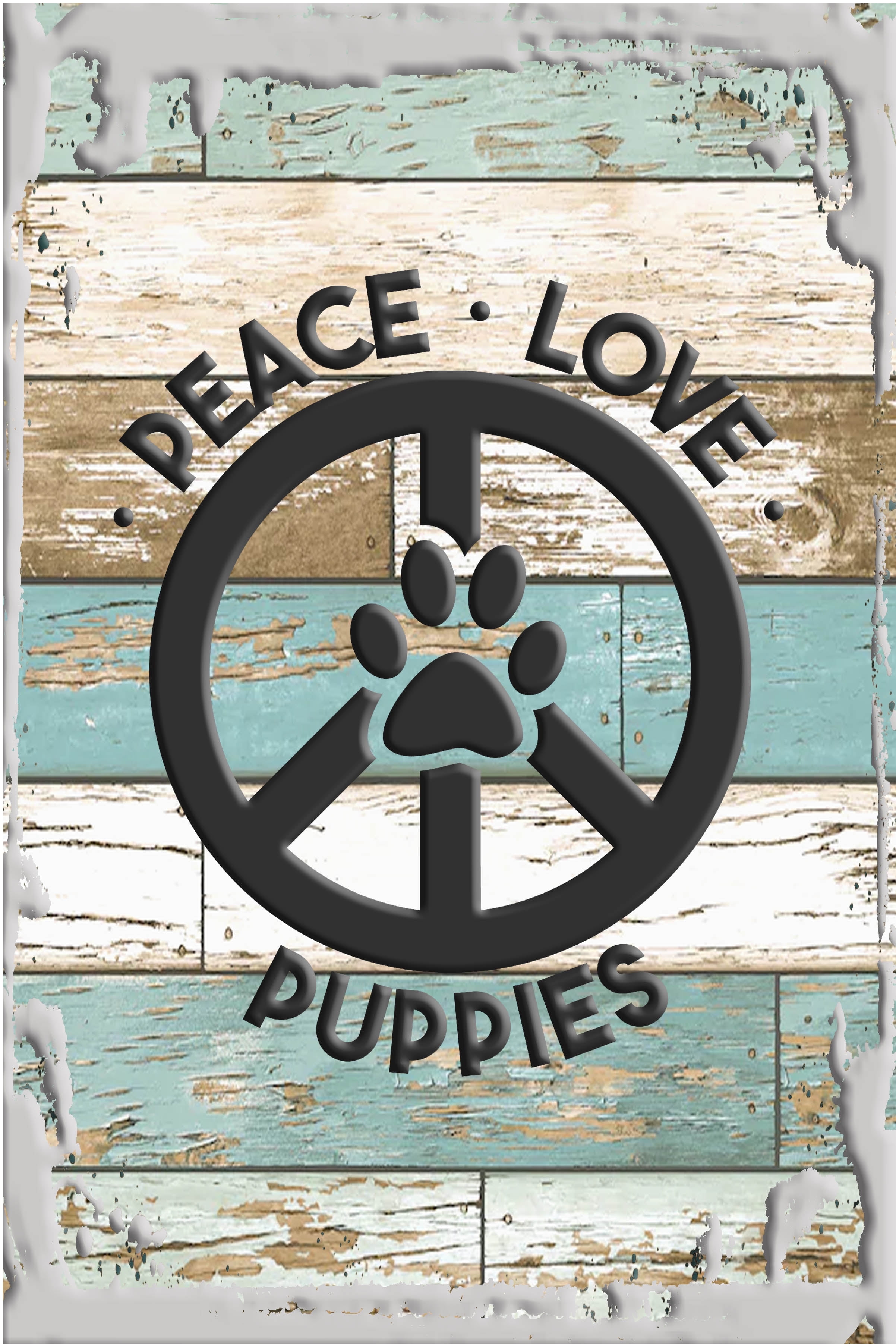 Peace love puppies peace sign paw print caps dogs animals White Wall ...