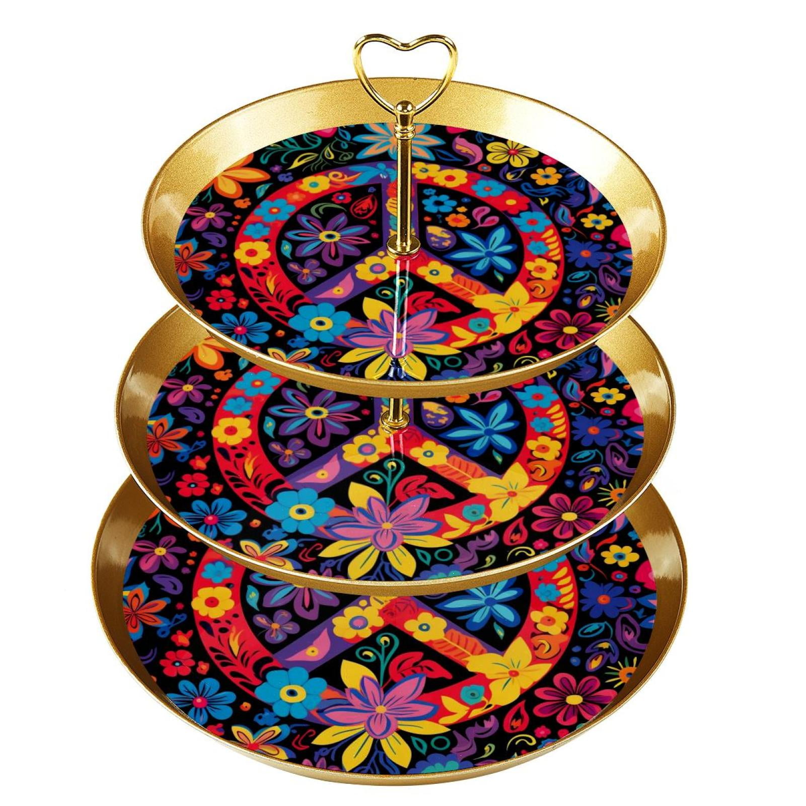 Peace symbol 32cm Plastic Discs Iron Pillar Earring Holder with 3 ...