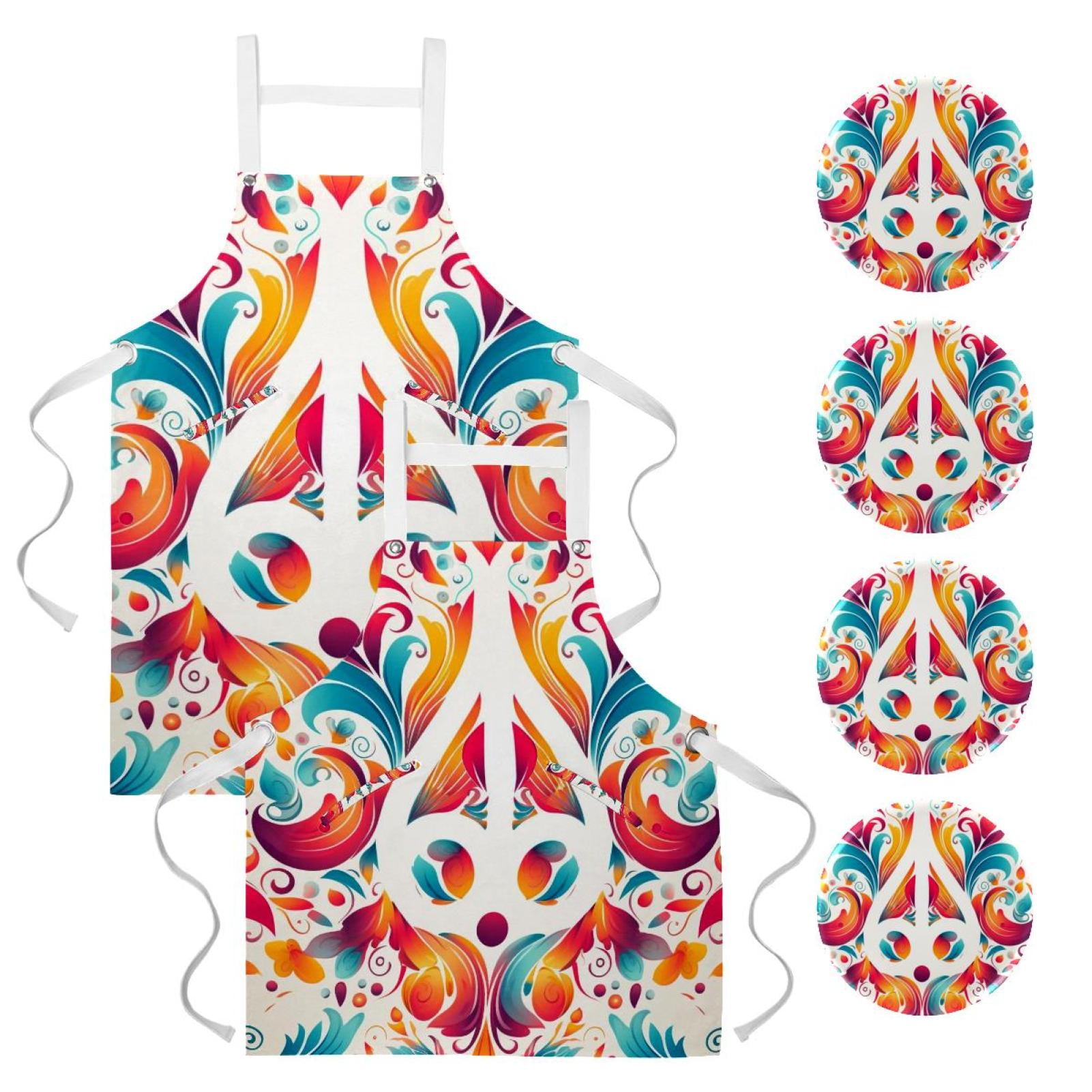 Peace symbol Button Art 2 Pack Waterproof Apron with Pockets and Badges ...