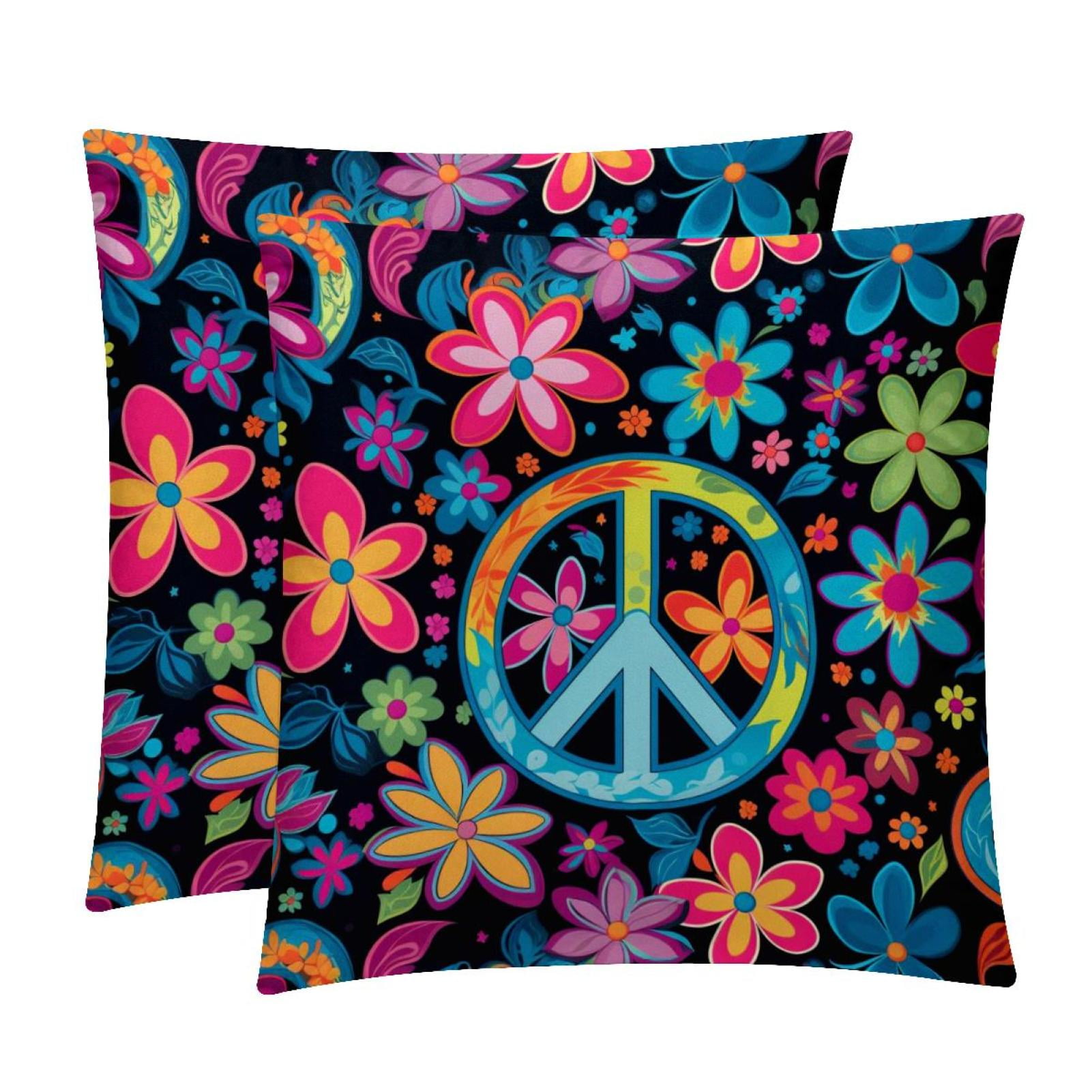 Peace symbol Covers Set of 2, Unique Patterns, 16x16 18x18 20x20 Inches ...