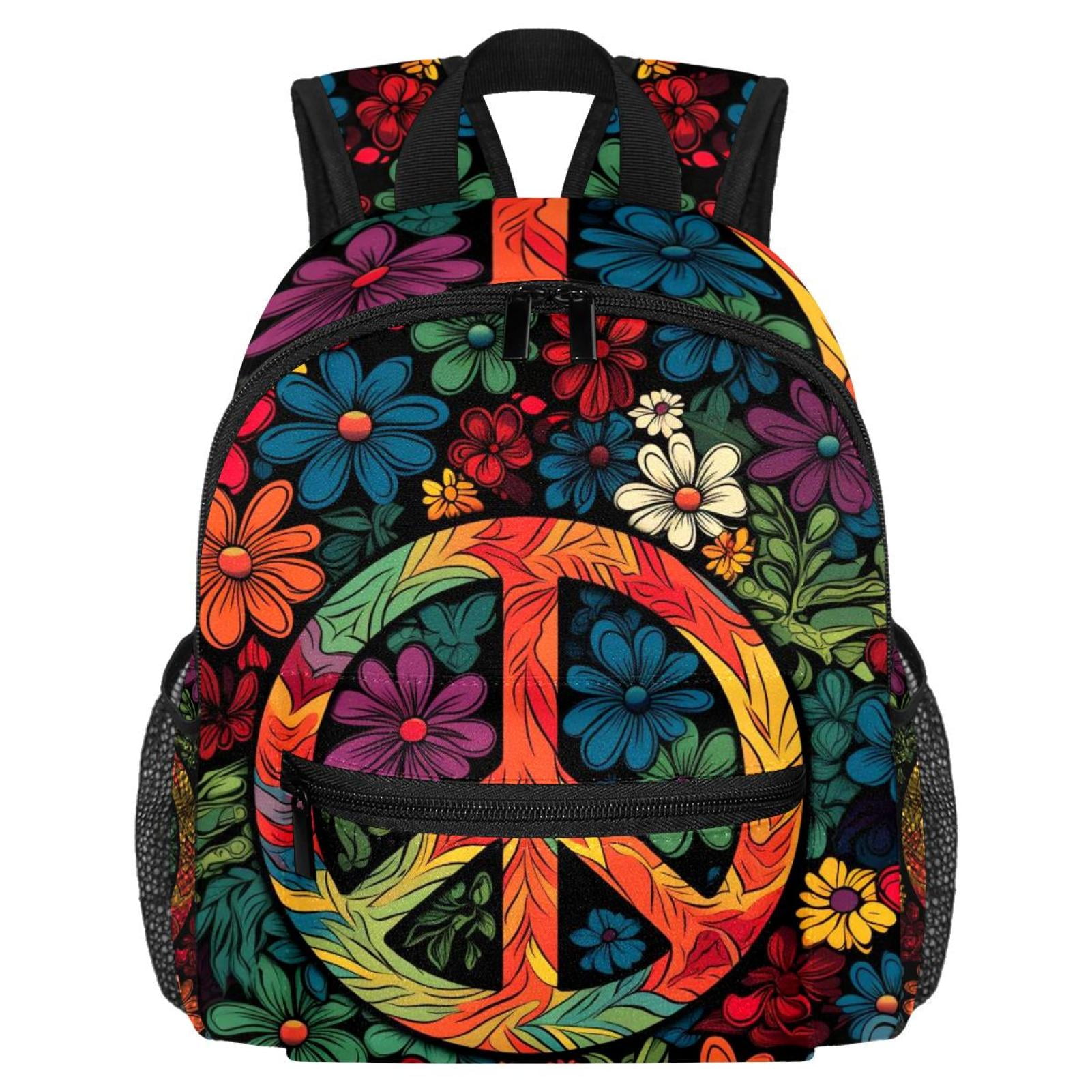Peace symbol Cute Printed Backpack with Adjustable Shoulder Strap ...