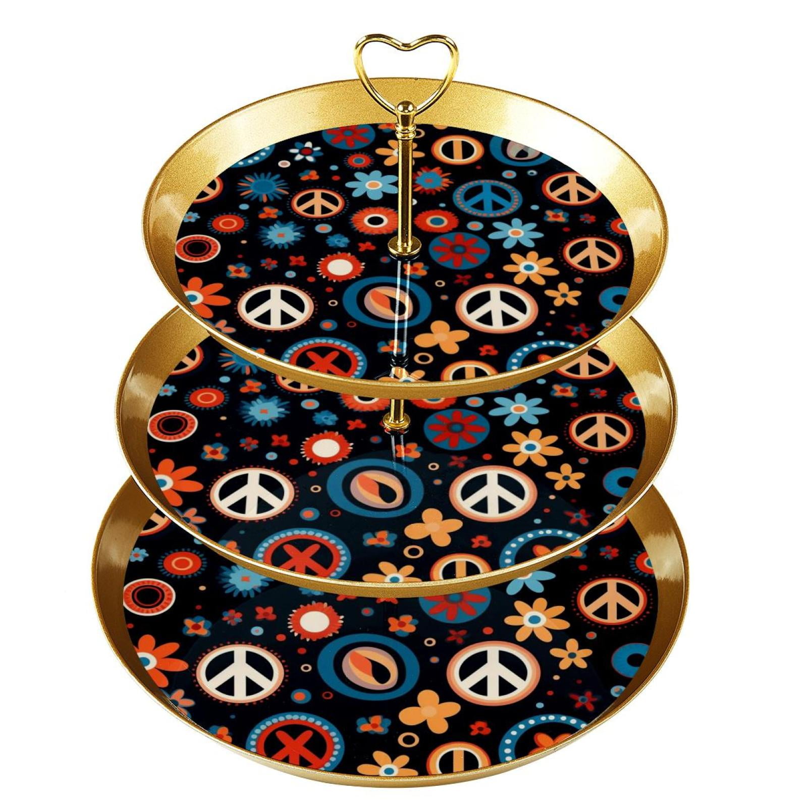 Peace symbol Elegant Plastic Cupcake Stand Display with Iron Pillars ...