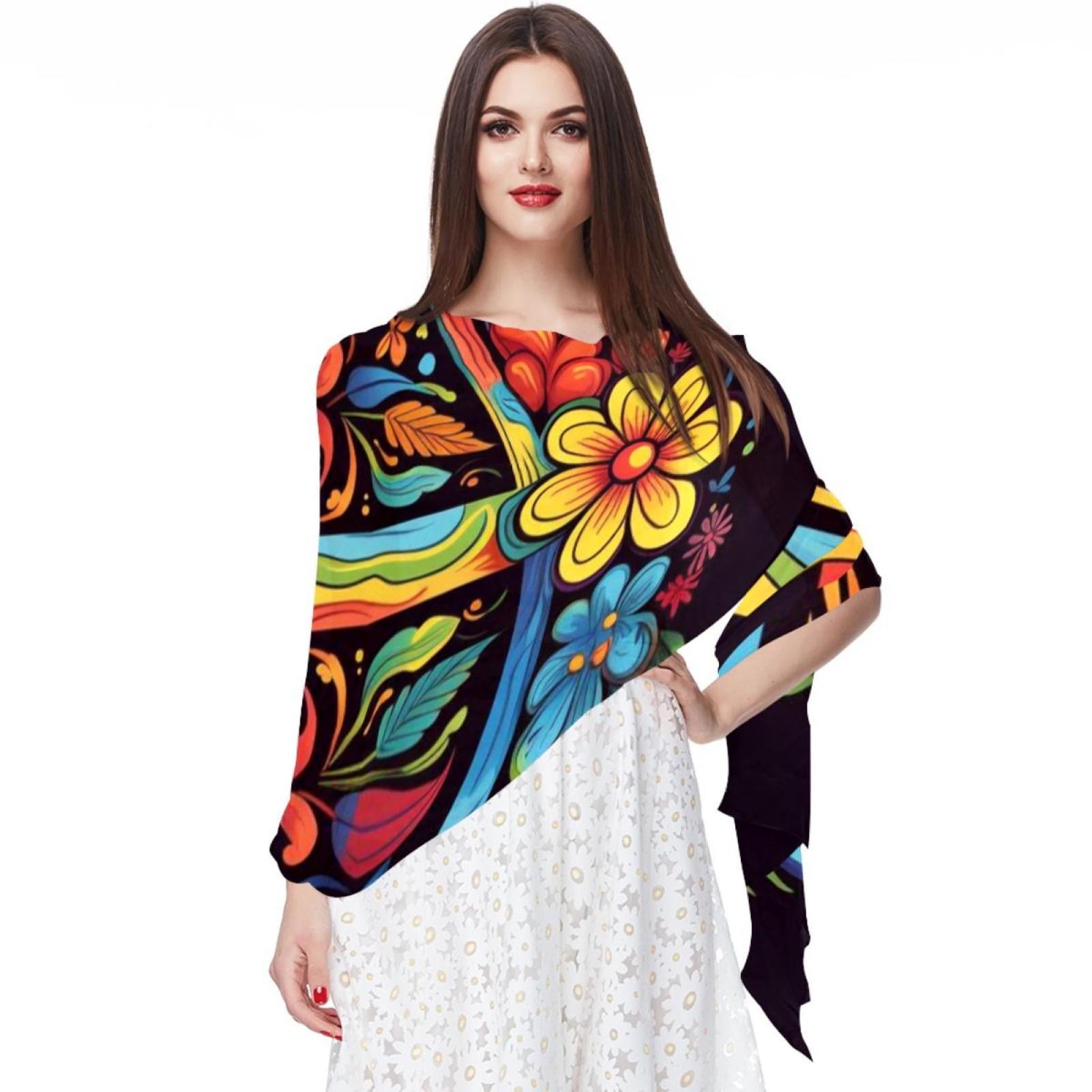 Peace symbol Elegant Silk Scarf - Translucent Chiffon Yarn ...