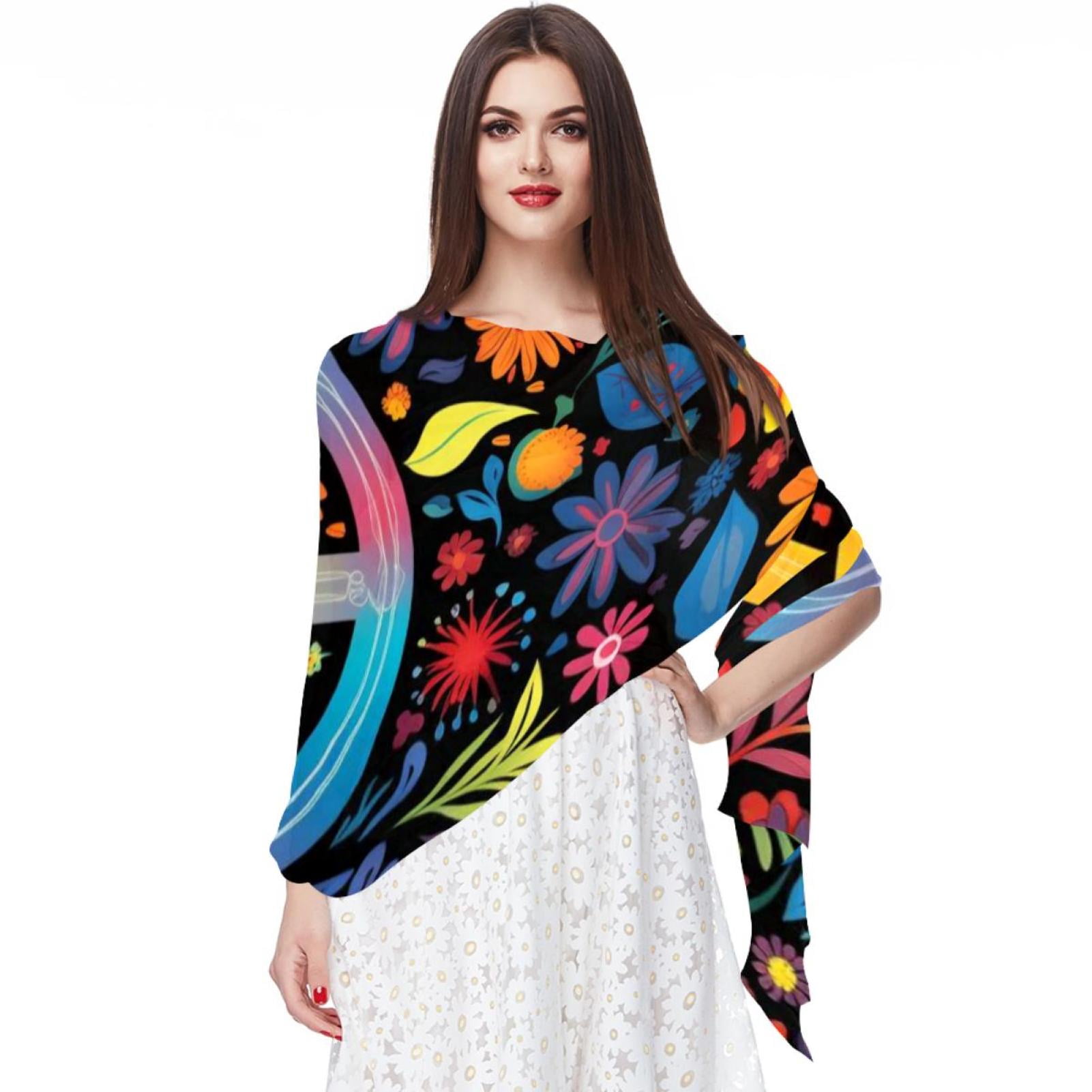 Peace symbol Elegant Translucent Chiffon Silk Scarf Lightweight ...