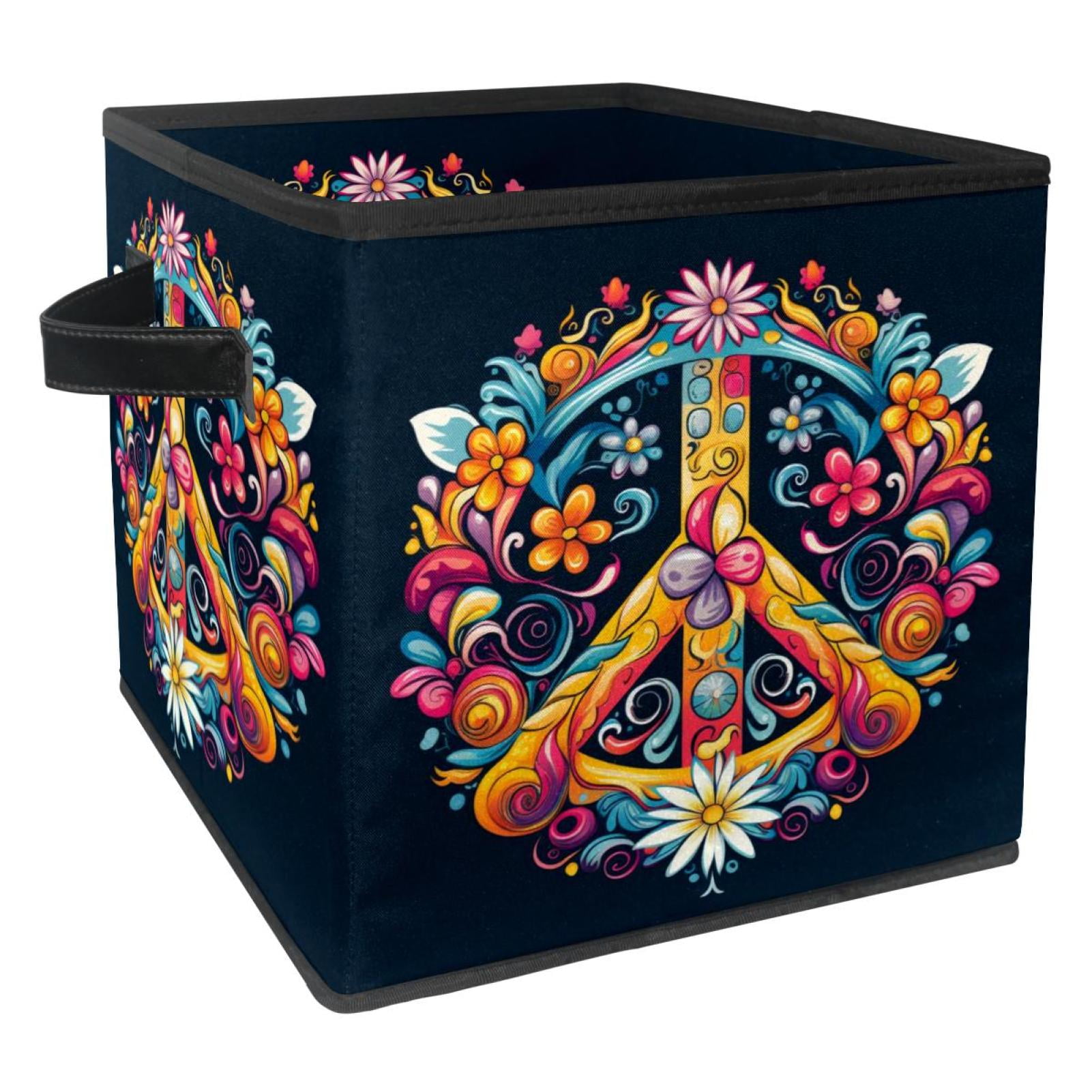 Peace symbol Foldable Cube Organizer with Handle, 10.8"x10.5"x10.6 ...