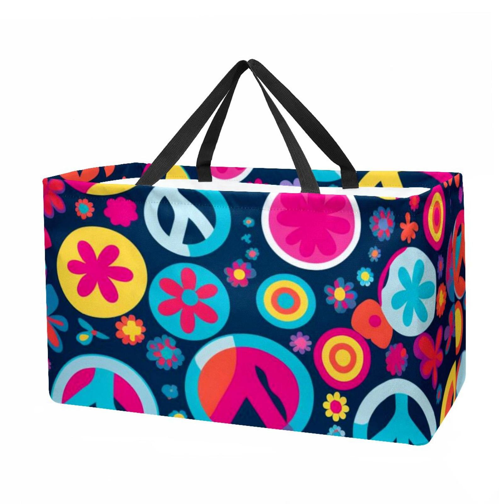 Peace symbol Foldable Oxford Cloth Reusable Storage Basket Cube ...