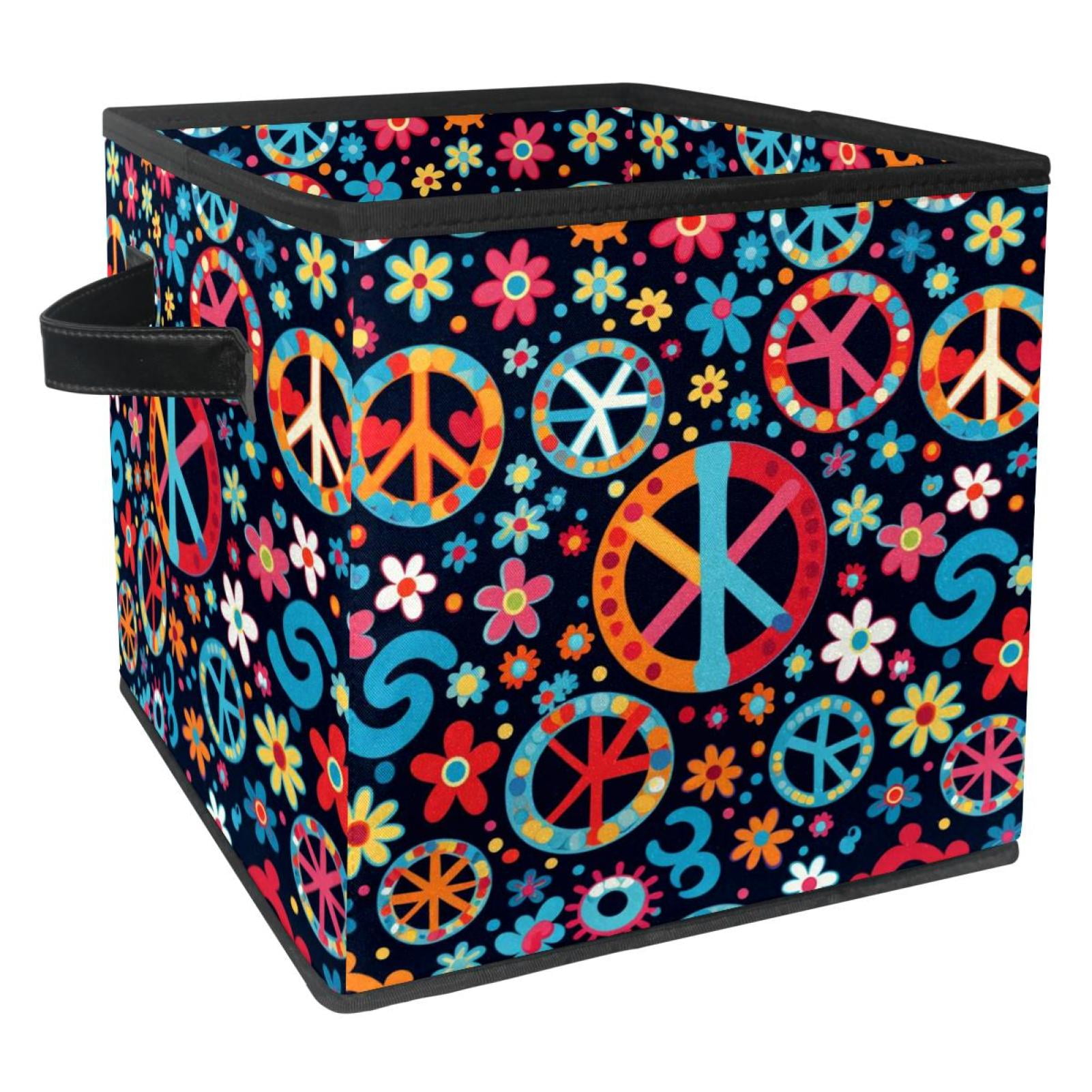 Peace symbol Foldable Storage Box with Handle, 10.8"x10.5"x10.6", Large ...