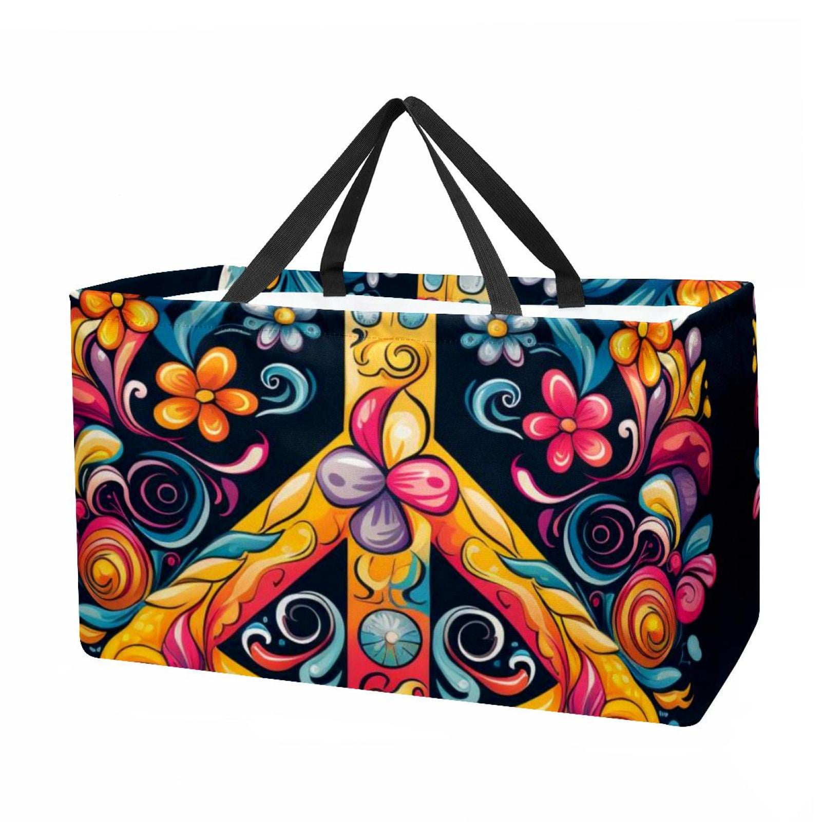 Peace symbol Large Capacity Foldable Oxford Cloth Picnic Basket ...