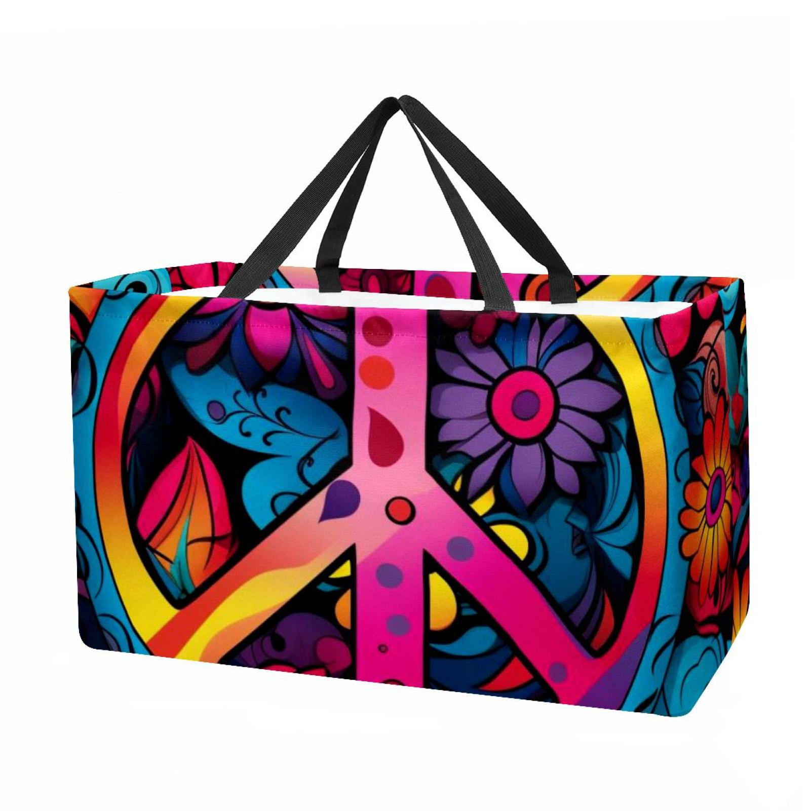 Peace symbol Large Capacity Reusable Beach Bag with Storage Bins and ...