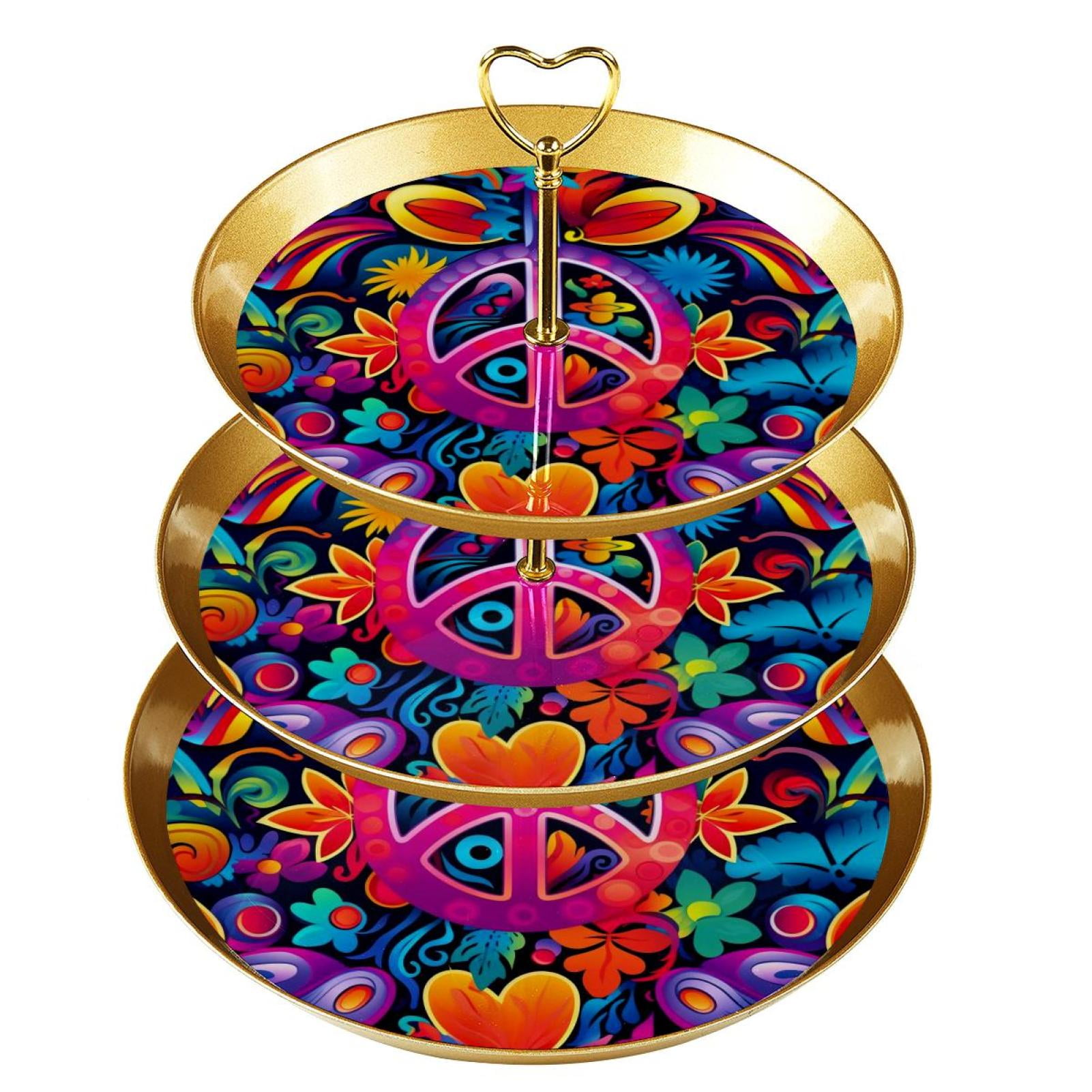 Peace symbol Modern Plastic Discs Iron Pillar Dessert Table Stand ...