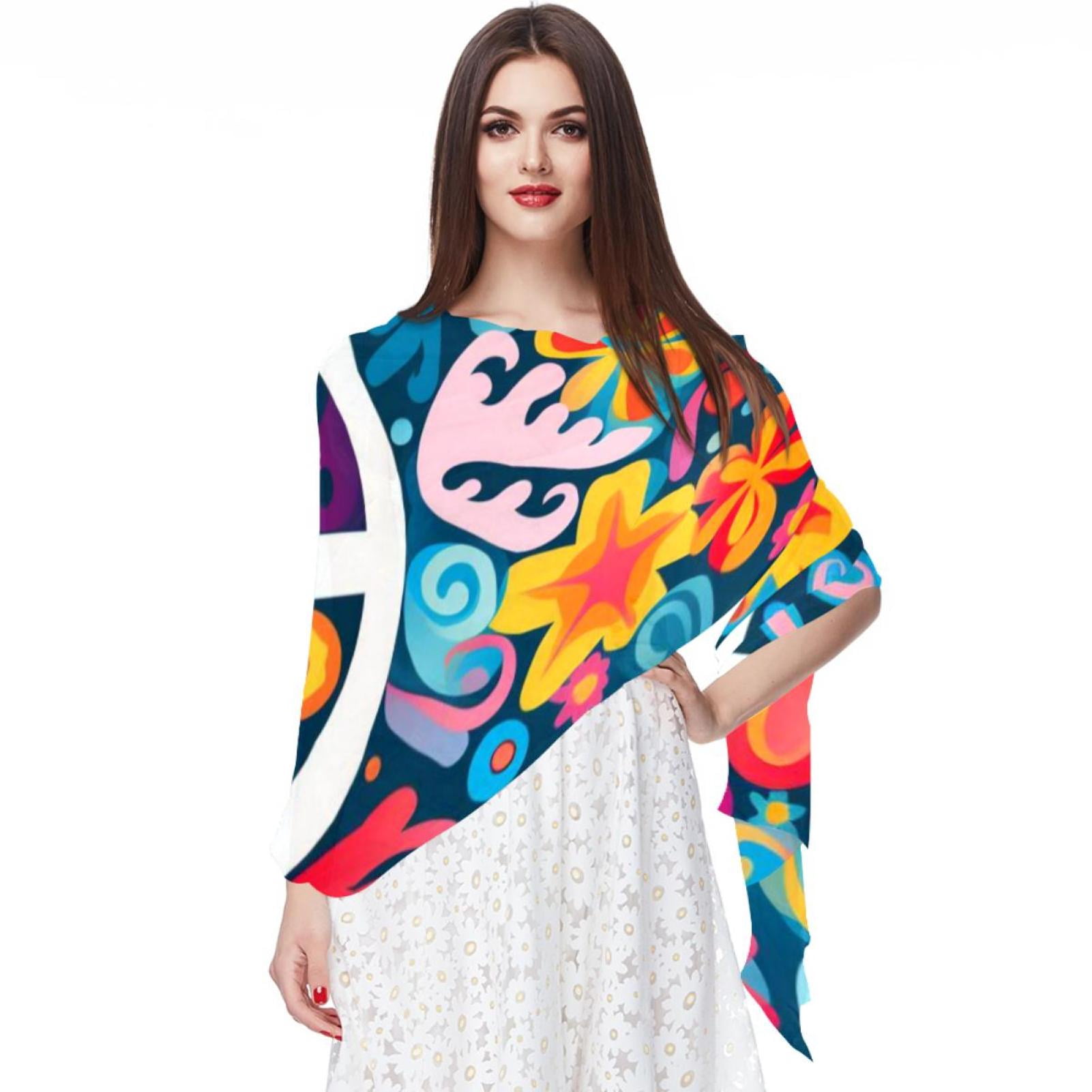 Peace symbol Translucent Chiffon Yarn Silk Scarf - Lightweight and ...