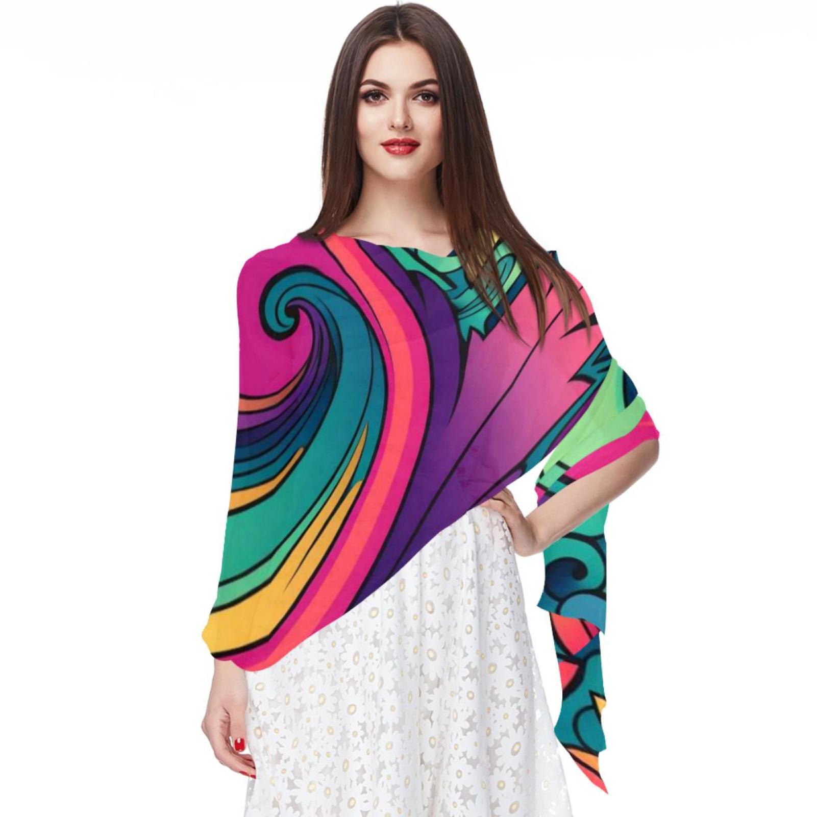 Peace symbol Translucent Chiffon Yarn Silk Scarf - Lightweight and ...