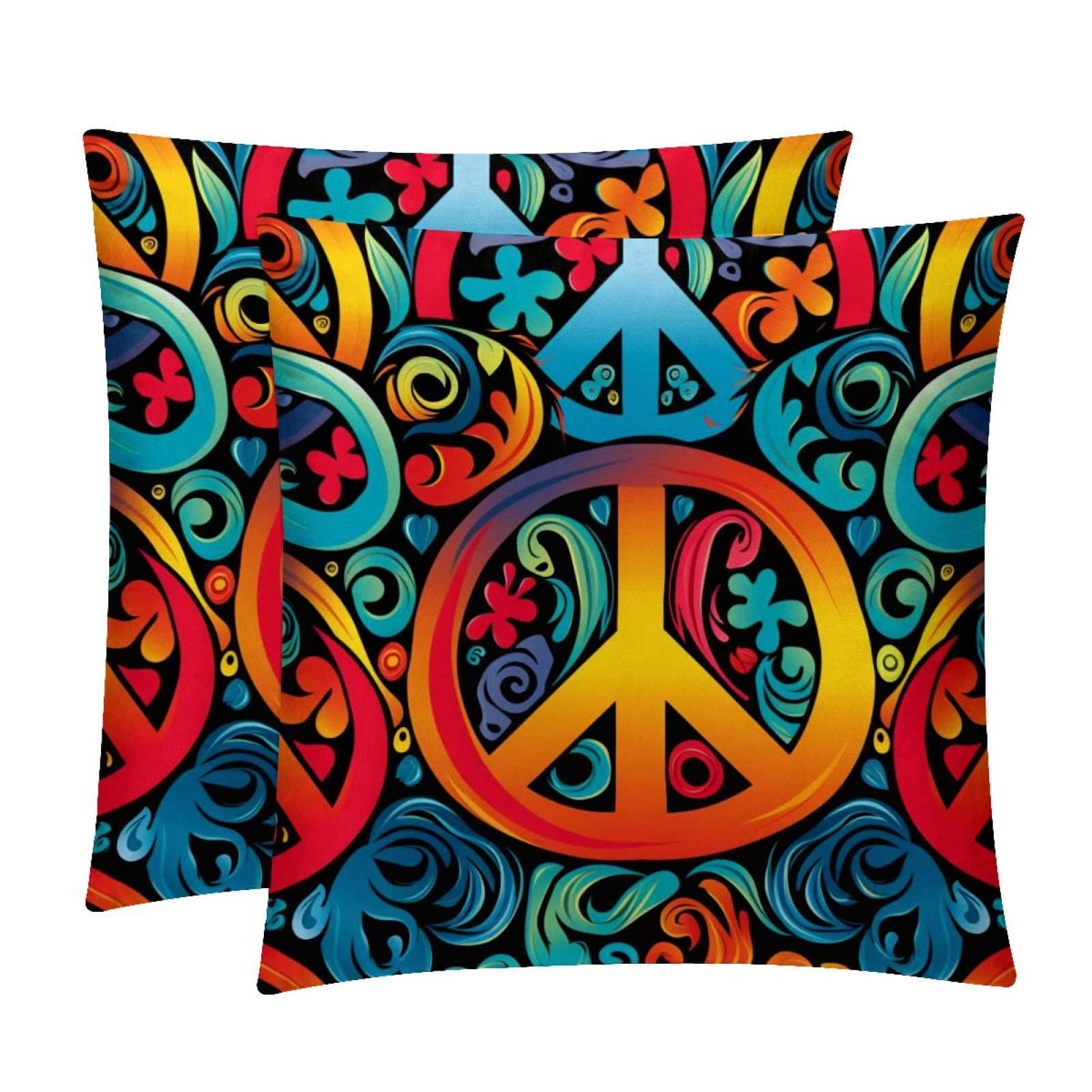 Peace symbol Velvet Throw Covers Pillow Inserts - Set of 2 Decorative ...
