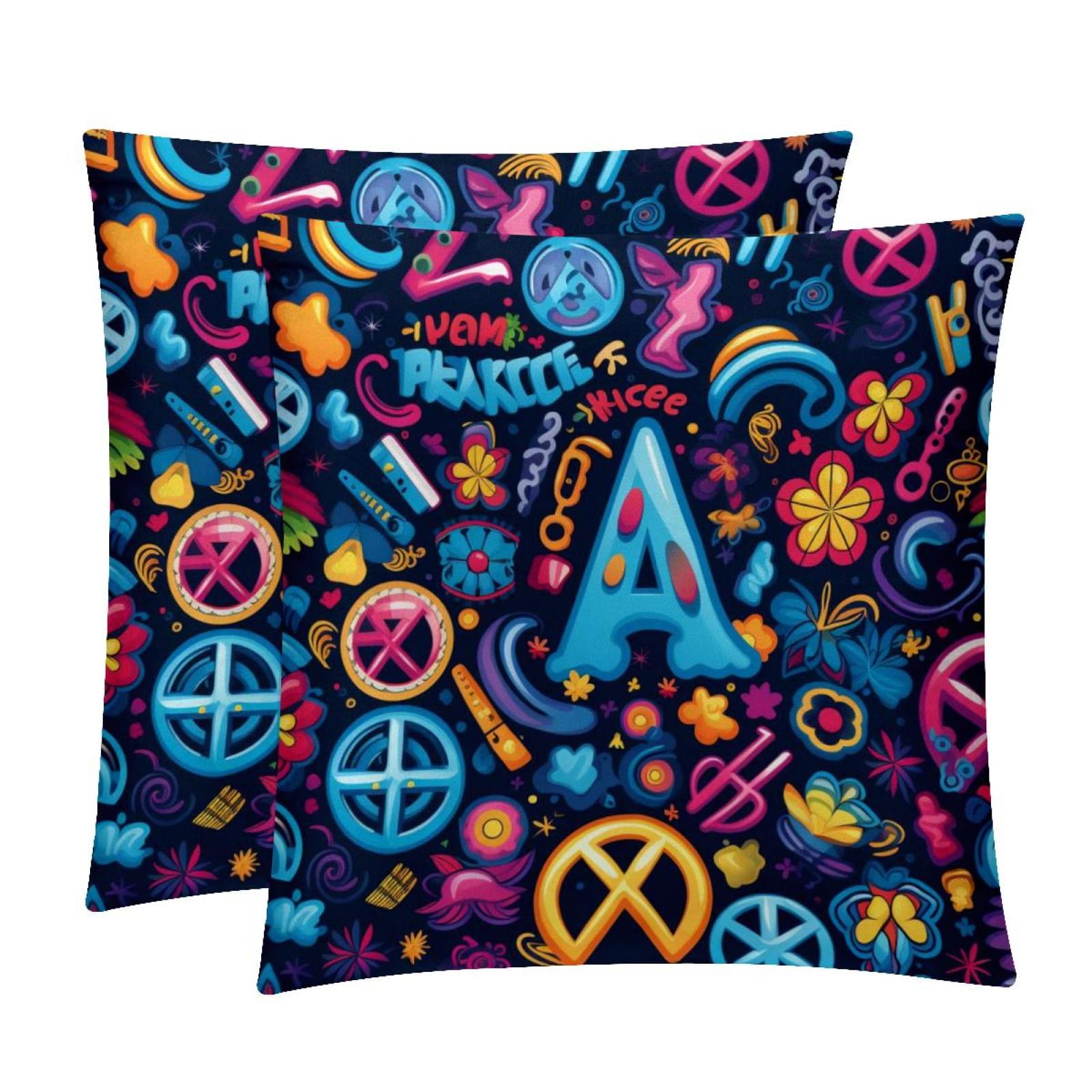 Peace symbol Velvet Throw Covers Pillow Inserts - Set of 2 Decorative ...