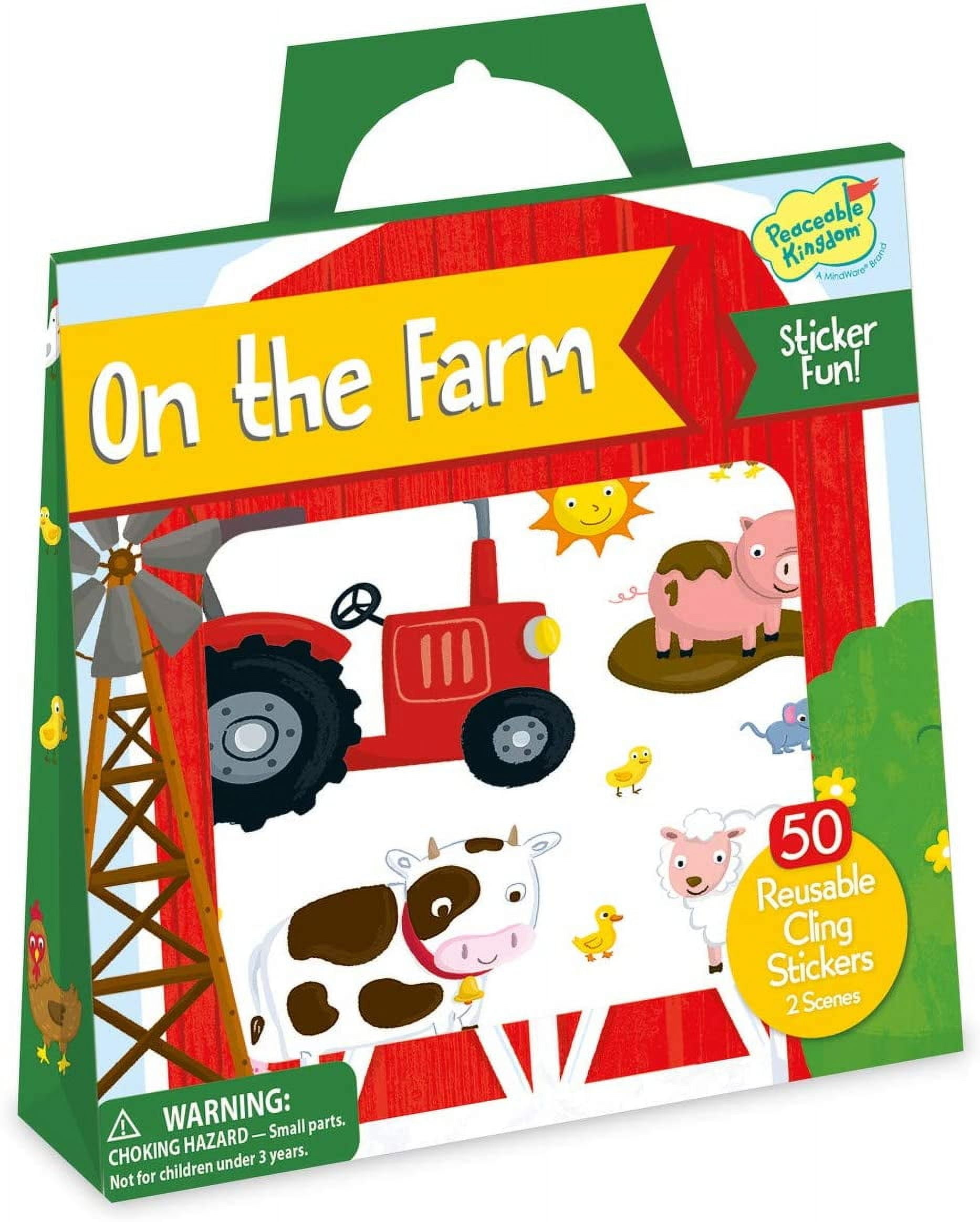 Peaceable Kingdom Reusable Sticker Totes: On The Farm, 2 Sticker Scenes ...