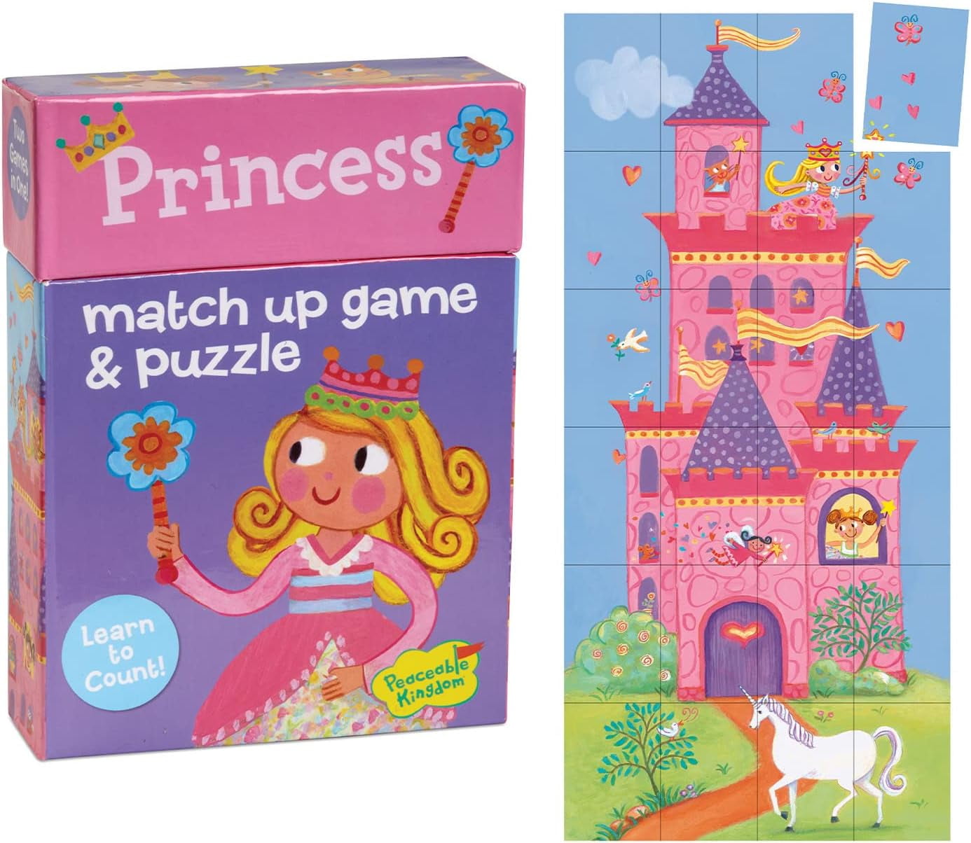 Peaceable Kingdom Princess Match Up Game, 2 in 1 Match Up Memory Game ...