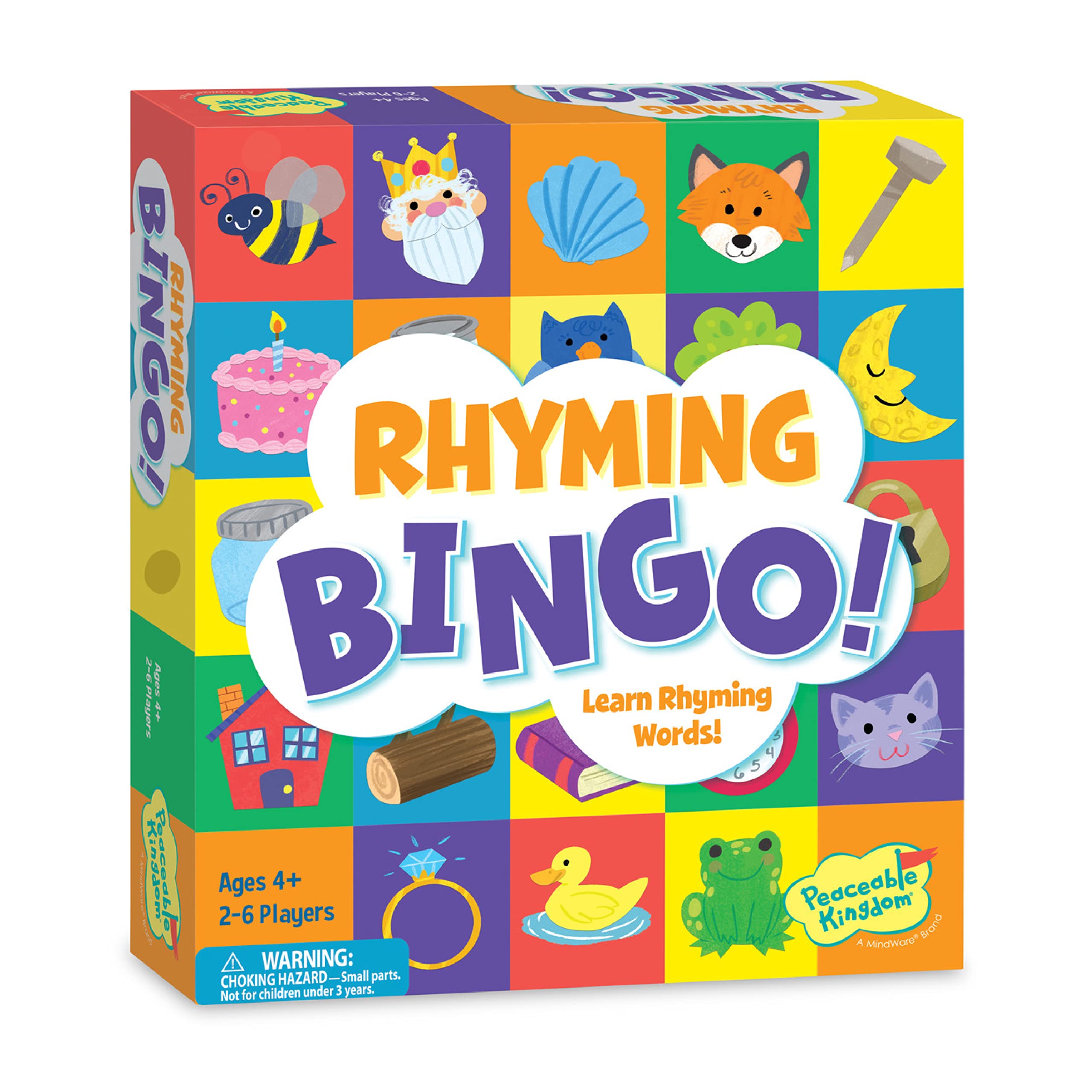 Peaceable Kingdom Rhyming Bingo! AIF9 Educational Board Game for Kids ...