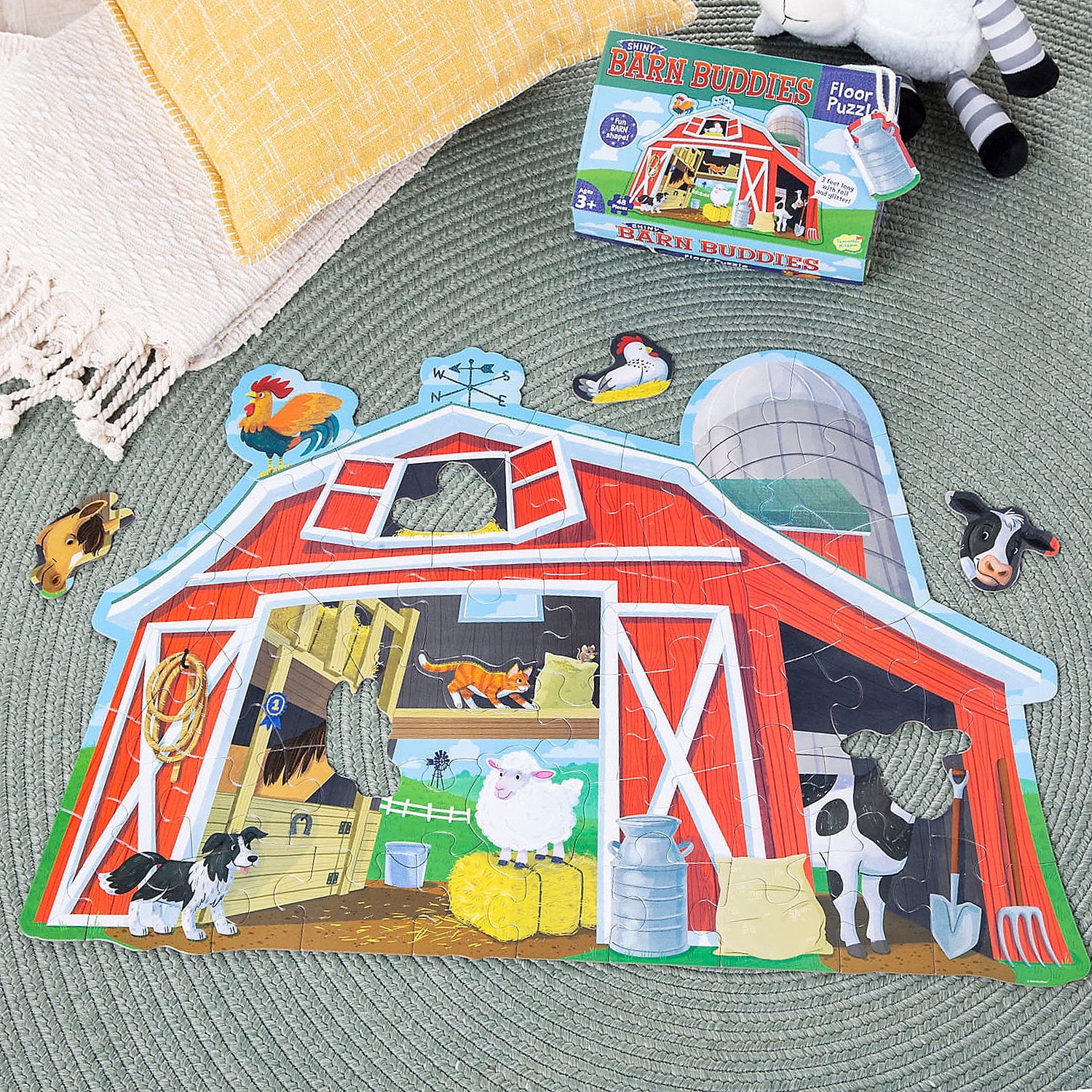 Peaceable Kingdom Shiny Barn Buddies Floor Puzzle - Farm Animal Puzzle ...