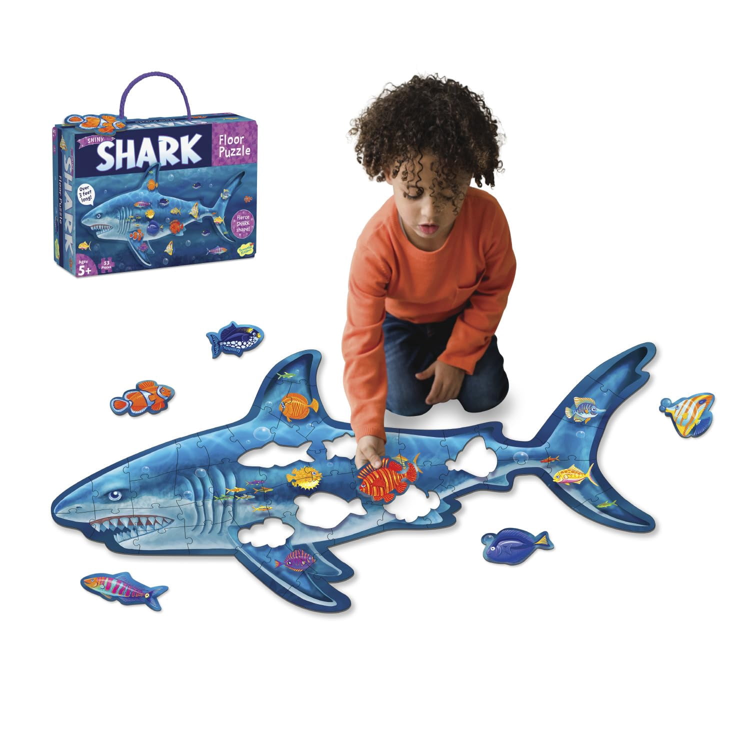 Peaceable Kingdom Shiny Shark AIF9 Floor Puzzle - 53-Piece Giant Floor ...