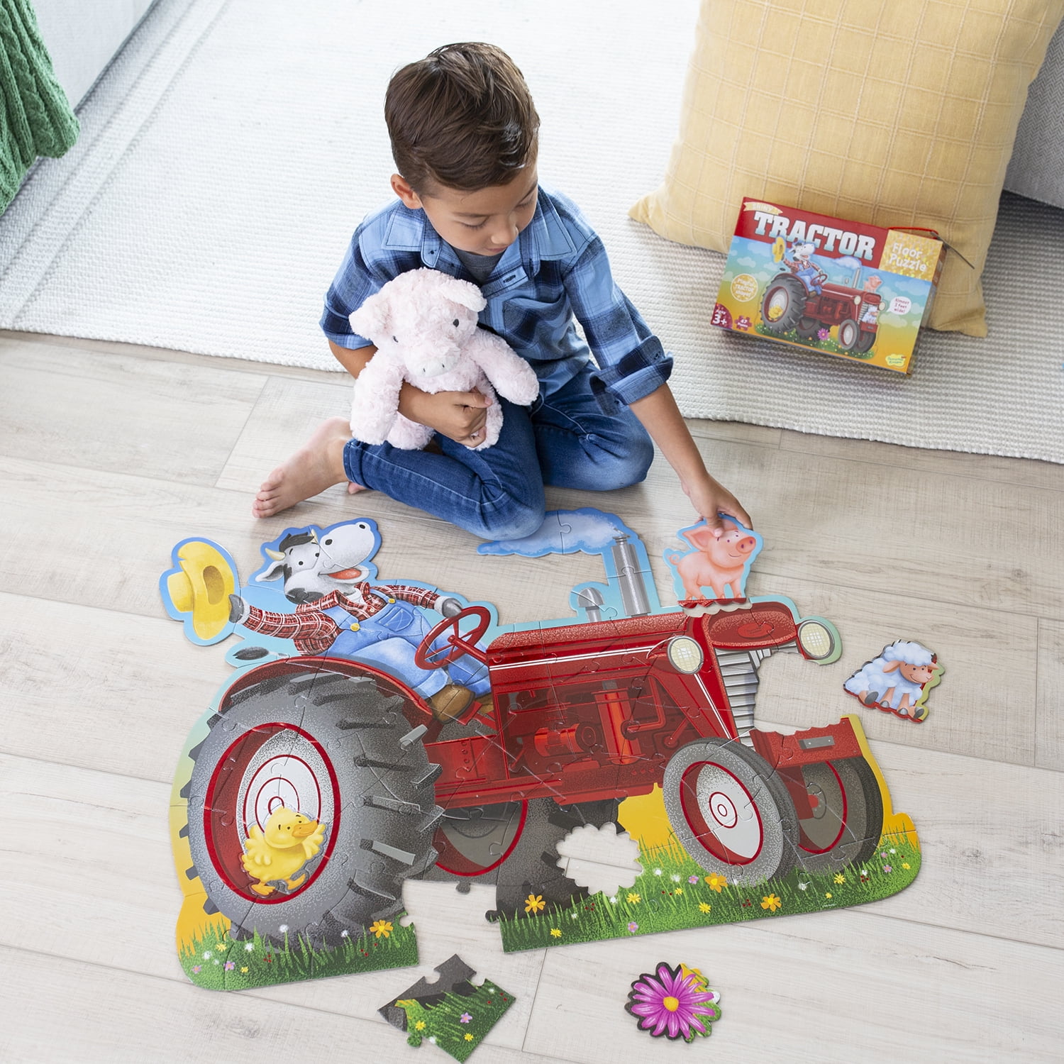 Peaceable Kingdom Shiny Tractor Floor Puzzle, Giant Tractor Puzzle for ...