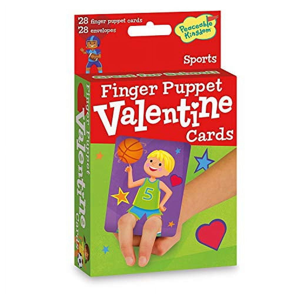 Peaceable Kingdom Sports Finger Puppet Valentines, 28 Finger Puppet ...