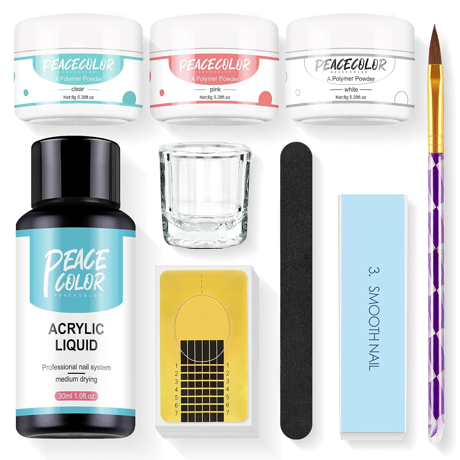 Peacecolor Acrylic Nail Kit Acrylic Powder and Liquid Set for Nail ...