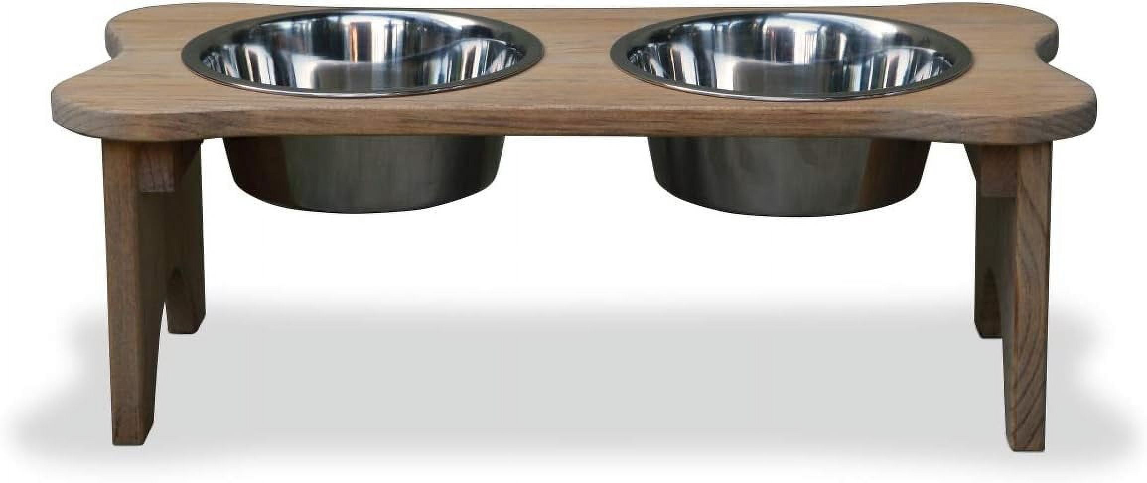 Peaceful Classics Elevated Wooden Dog Feeding Station - Unique Dog Bone ...