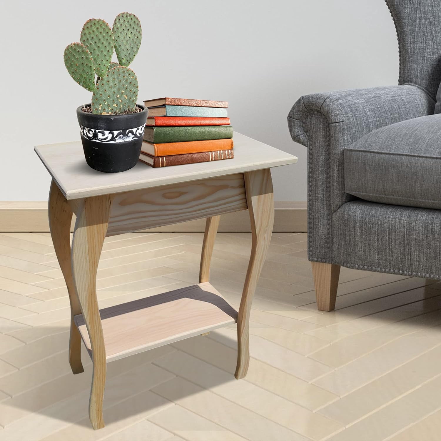 Peaceful Classics Wooden End Table- Amish Handmade Slim Side Table for ...