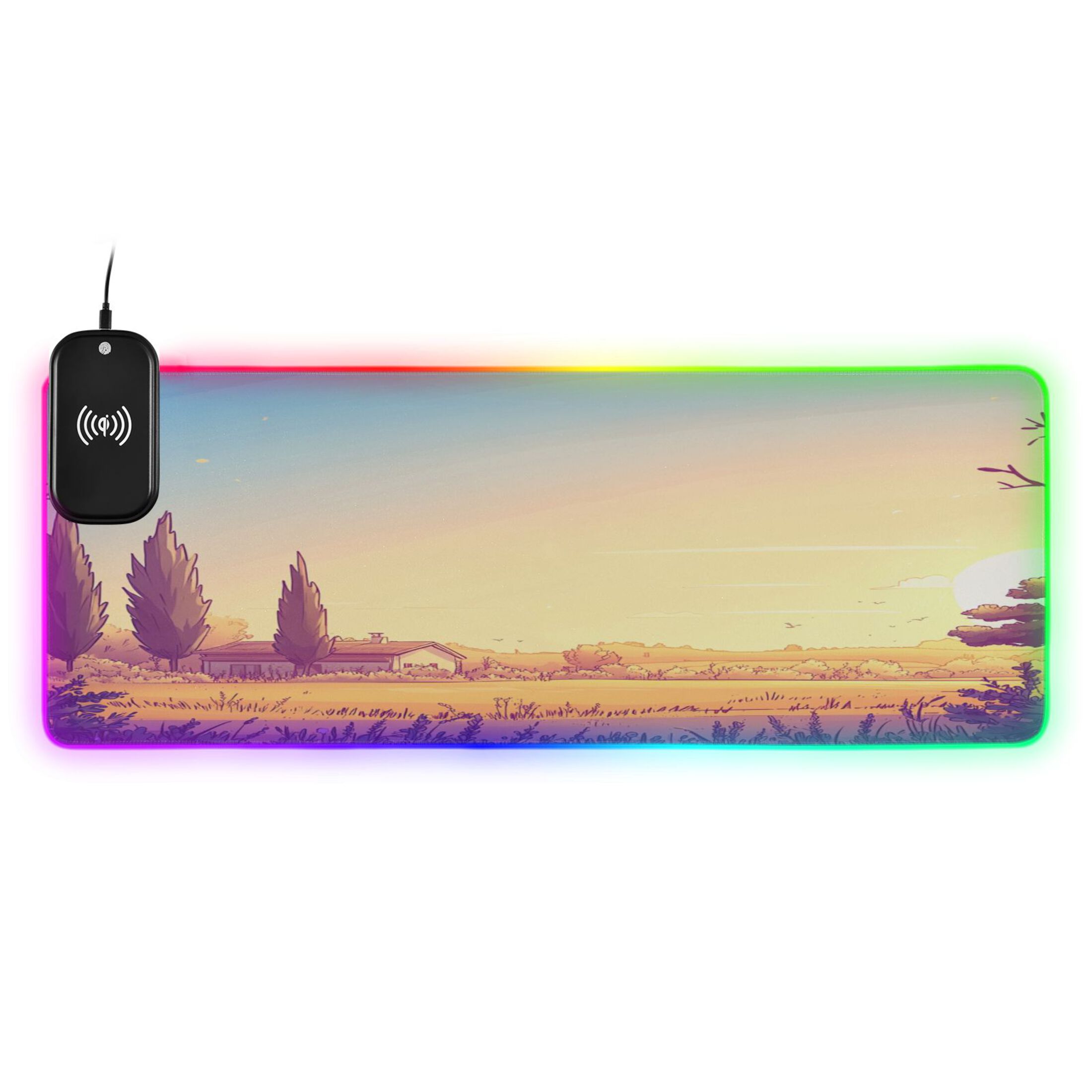 Peaceful Countryside Pattern Large RGB Gaming Mouse Pad with Fast ...