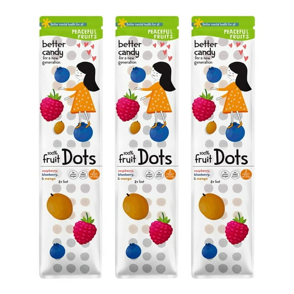 Peaceful Fruits Fruit Dots Box Raspberry Blueberry Mango (12 Pack) 2 oz ...