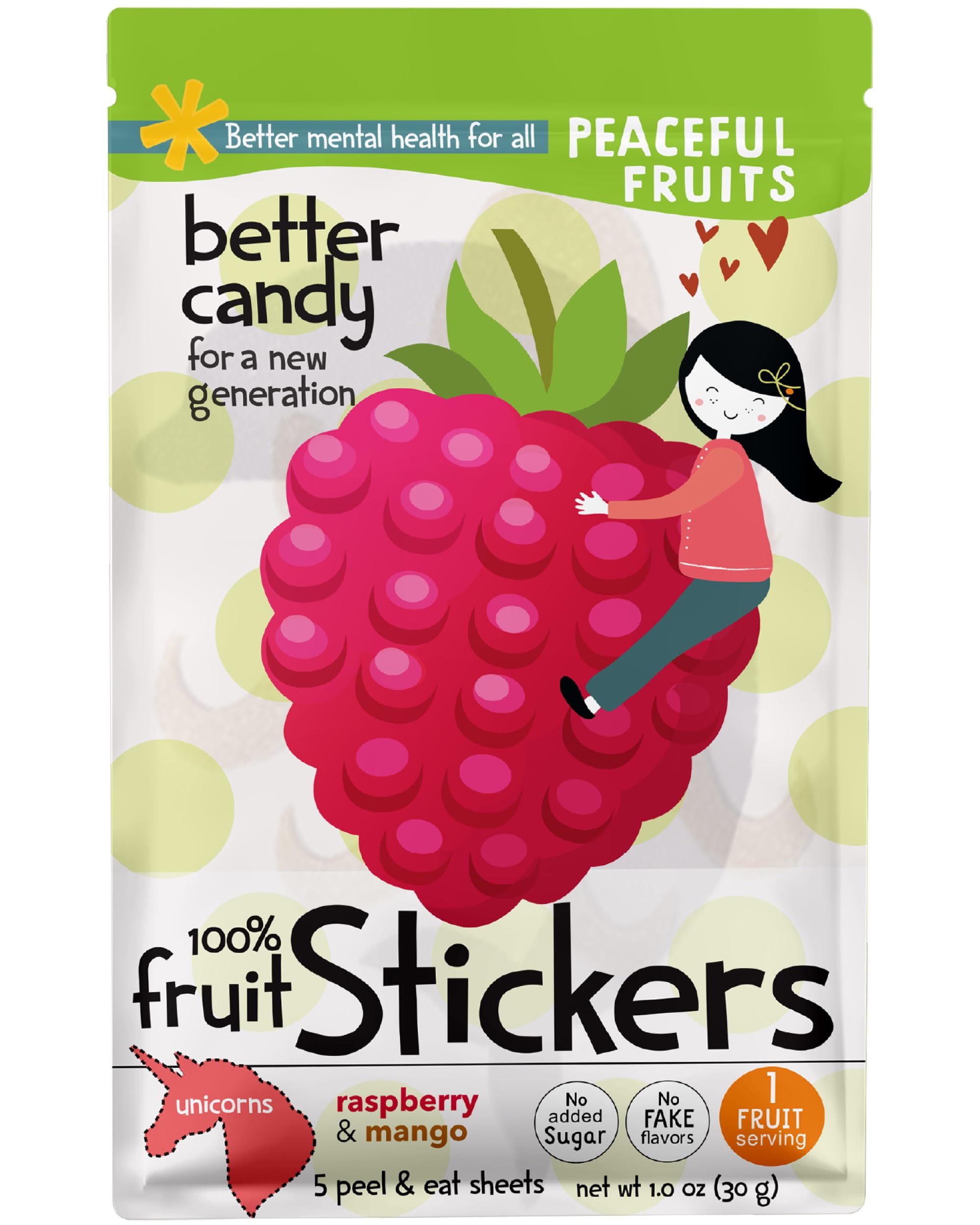 Peaceful Fruits Fruit Stickers Raspberry Mango 1 oz (Pack Of 12 ...