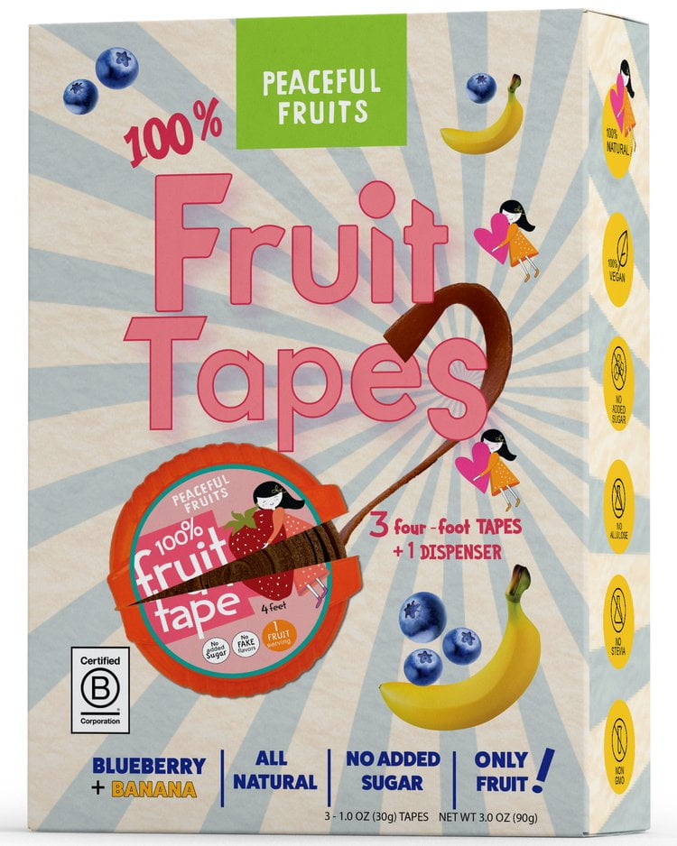 Peaceful Fruits Fruit Tape Box Blueberry Banana (12 Pack) 3 oz ...