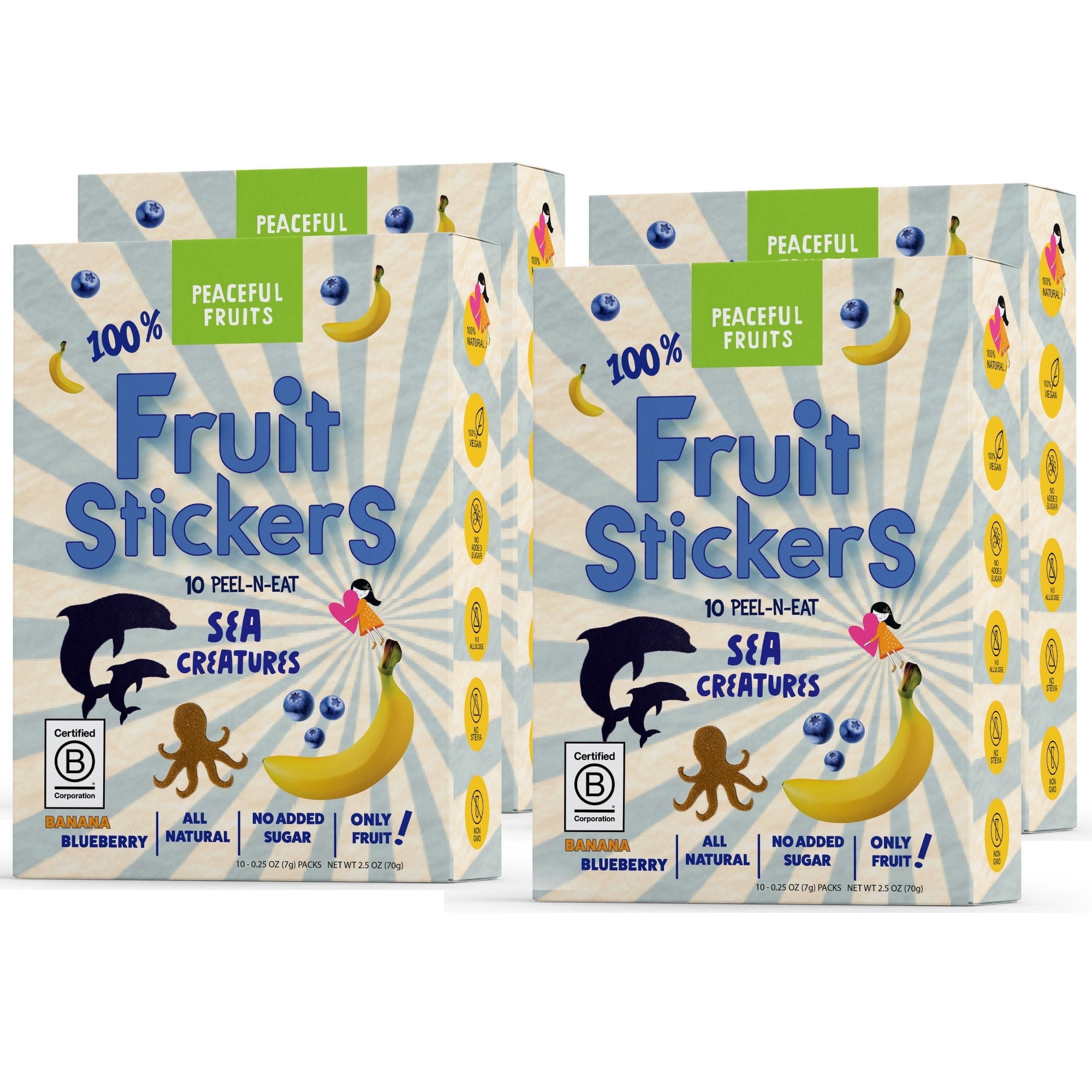 Peaceful Fruits Peel-N-Eat Sea Stickers - 100% Fruit - Blueberry ...