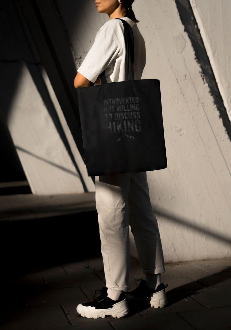 Peaceful Hiking Chat Quote for Nature Loving Introverts Tote Bags ...