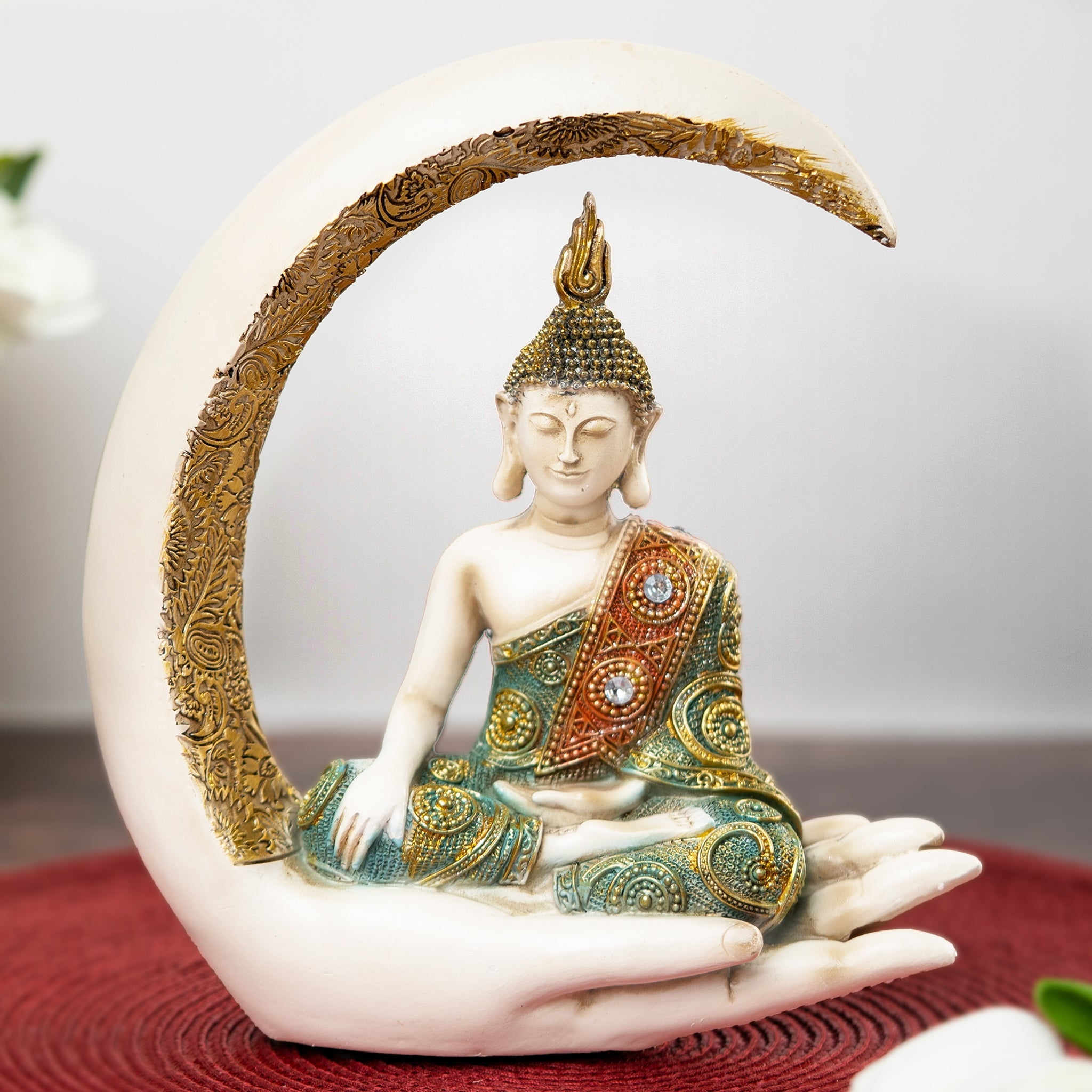 Peaceful Indoor Buddha Statue Under the Moon, Meditative Figurine ...