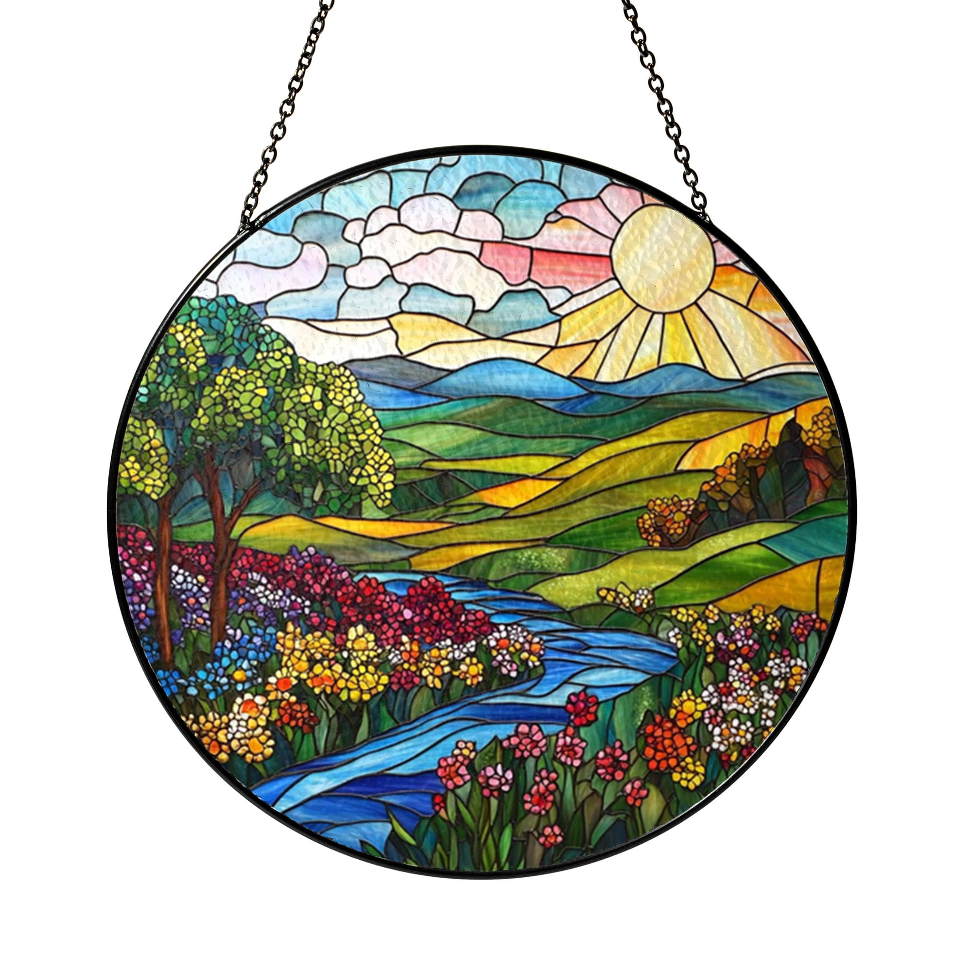 Peaceful River Scene Stained Glass Suncatcher – Window Decor2001 ...