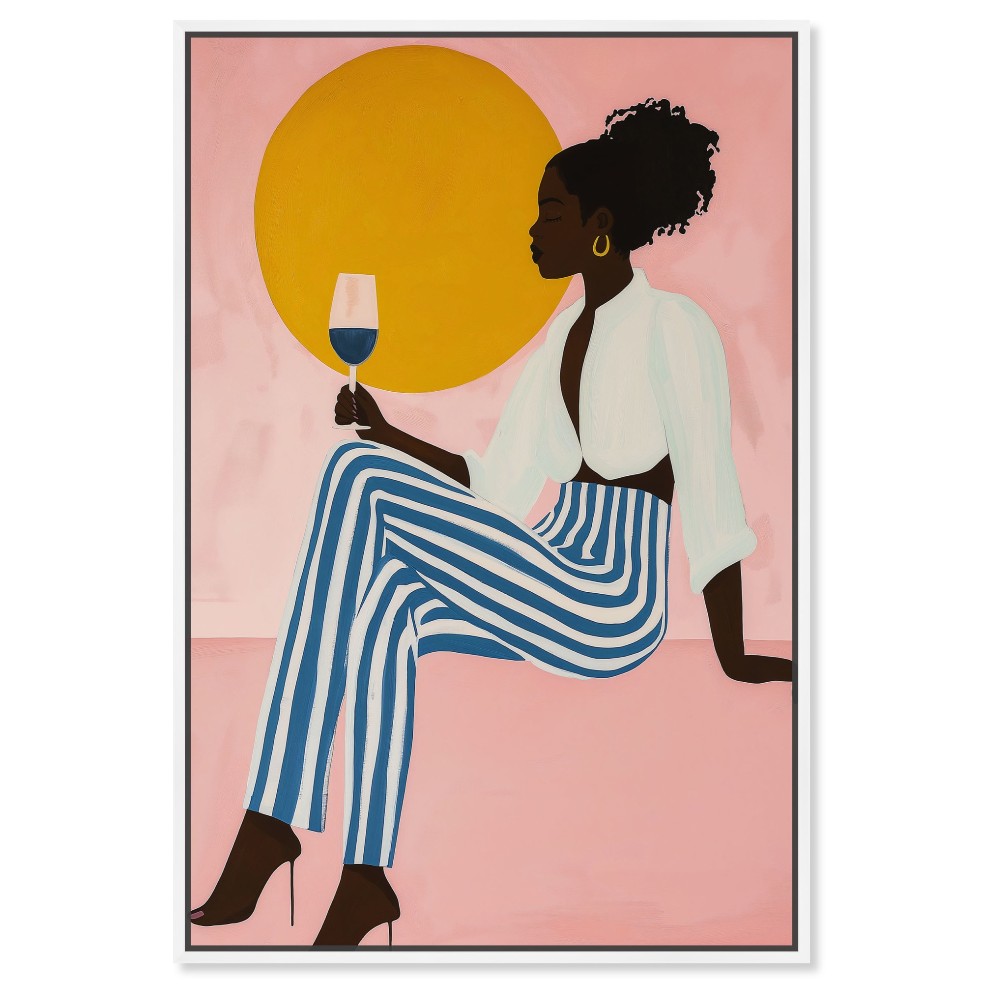 Peaceful Sip Canvas Retro Poster Art by Art Remedy, White Frame, 24" x ...