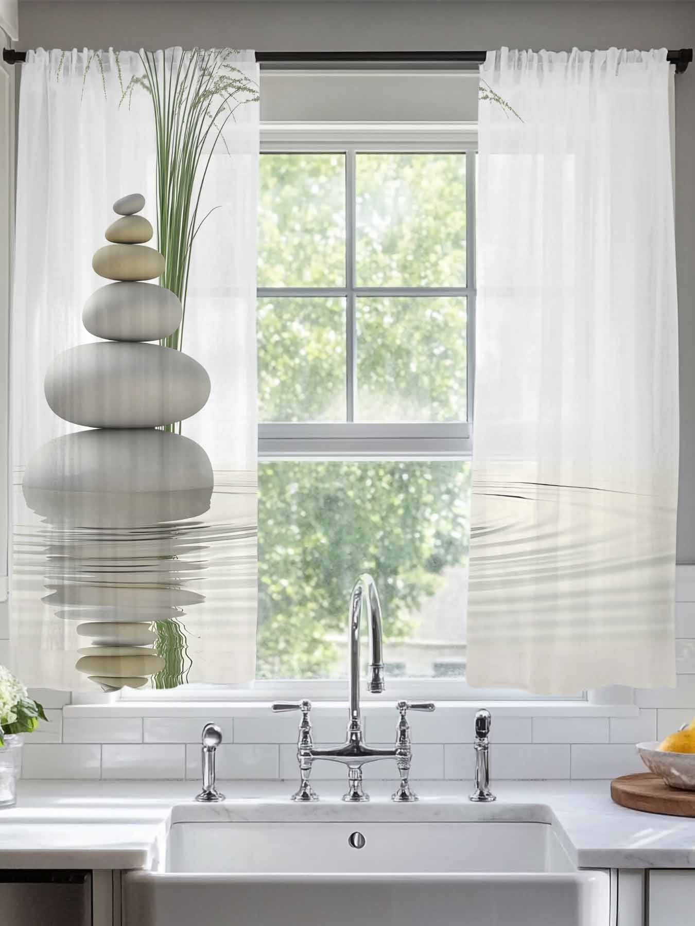 Peaceful Water Ripple Sheer Curtains for Living Room Bedroom Elegant ...