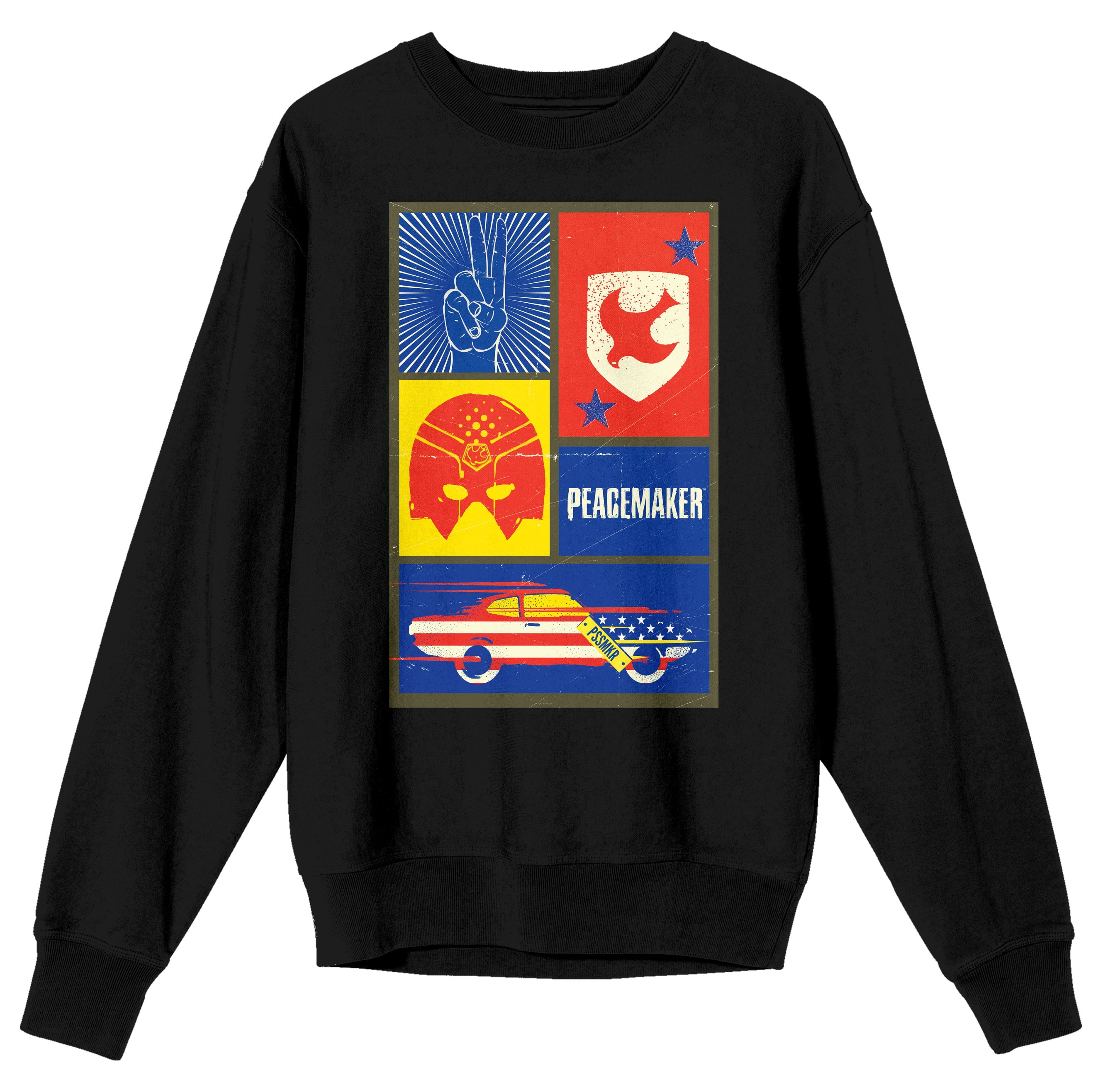 Peacemaker Crest Helmet Car And Peace Sign Men's Black Long Sleeve ...