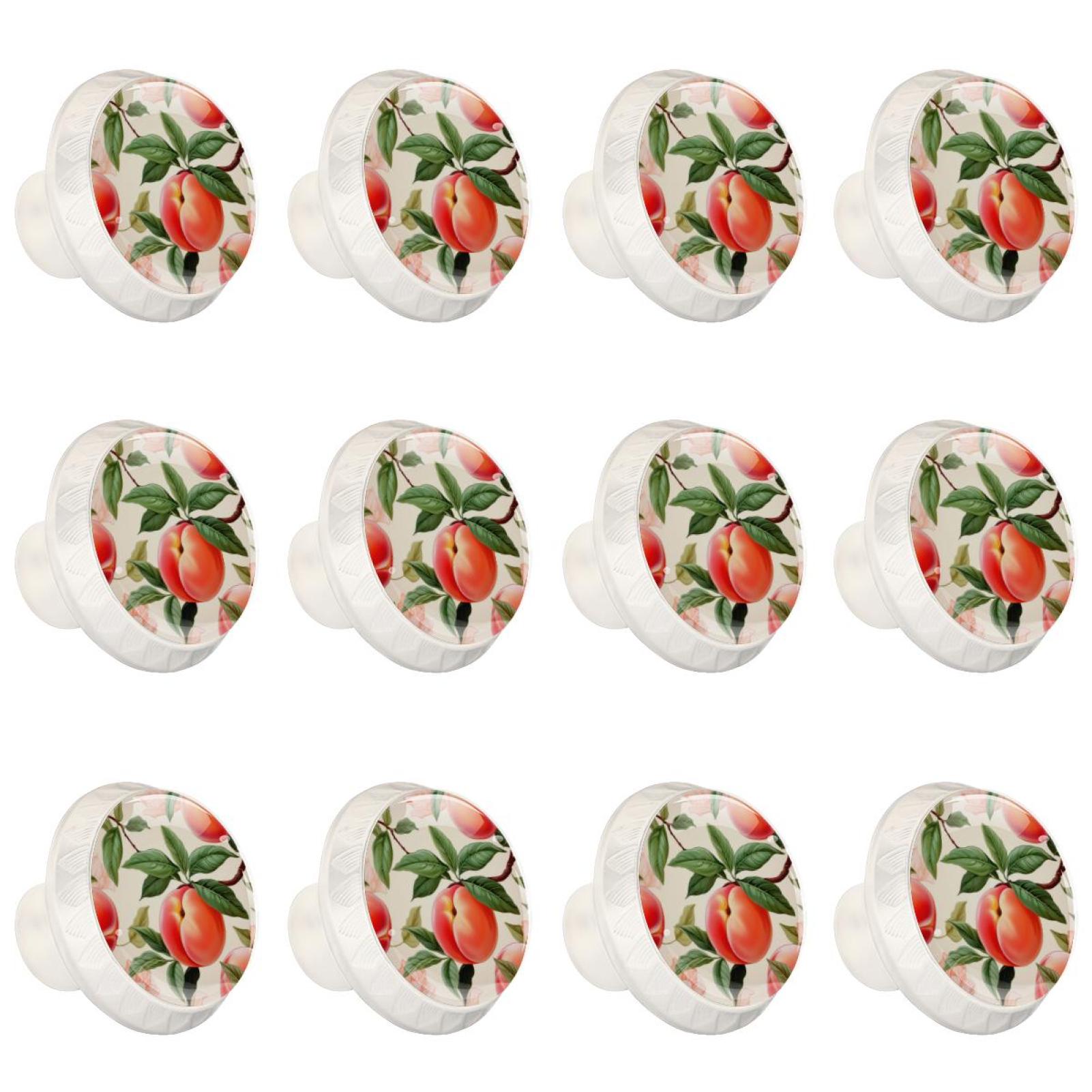 Peach 12 Pcs White Round Drawer Pulls with Screws,ABS and Glass Cabinet ...