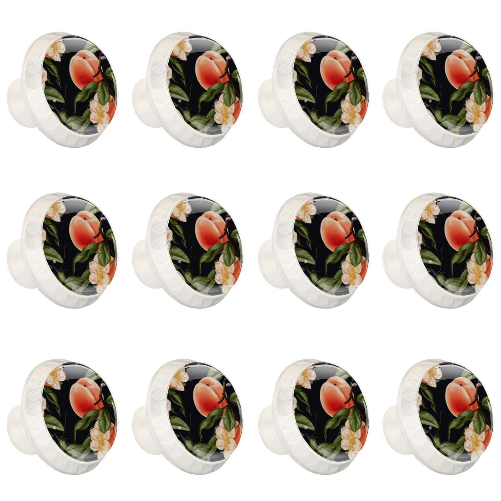 Peach 12 Pcs White Round Drawer Pulls with Screws,ABS and Glass Cabinet Handles for Kitchen ...