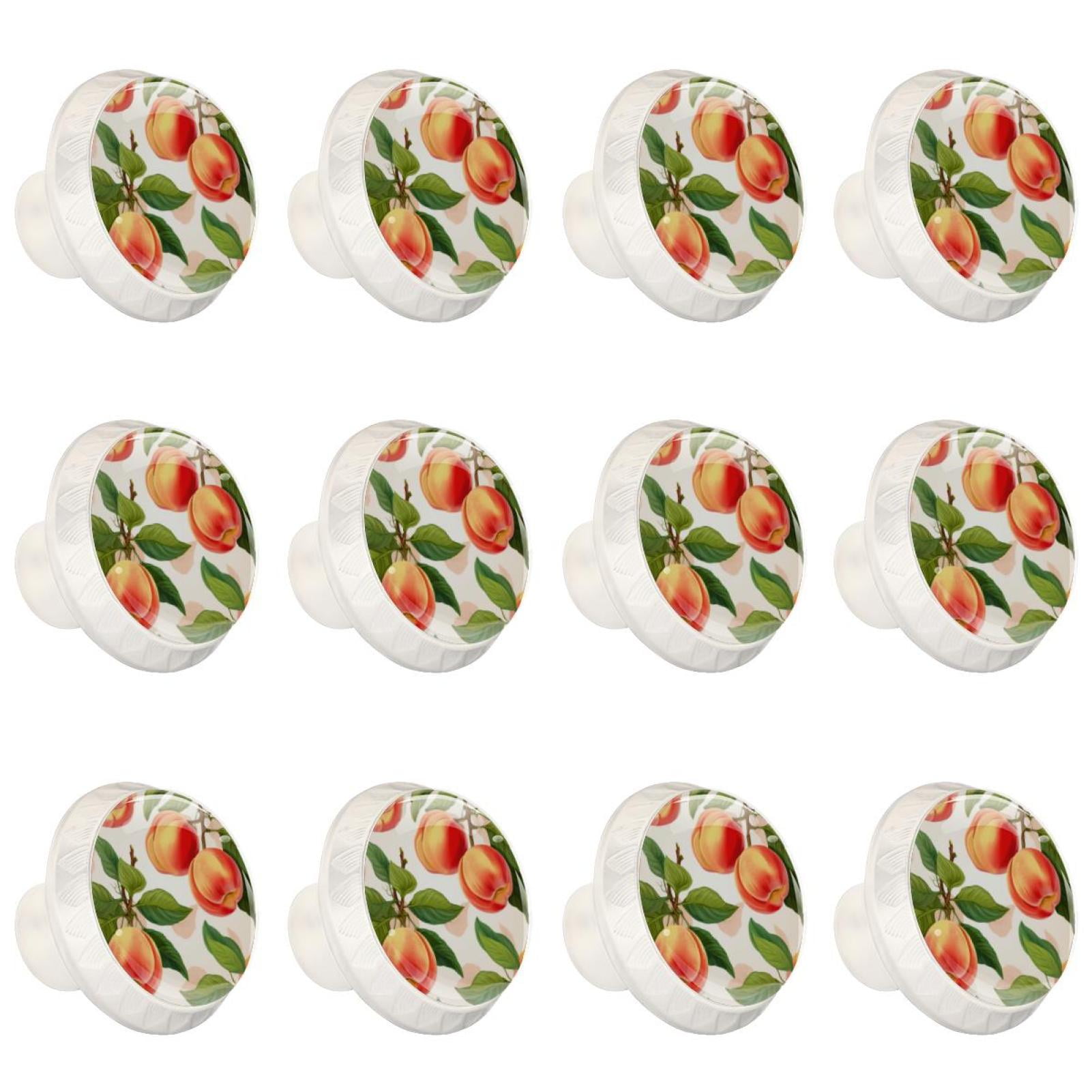 Peach 12 Pcs White Round Drawer Pulls with Screws,ABS and Glass Cabinet Handles for Kitchen ...