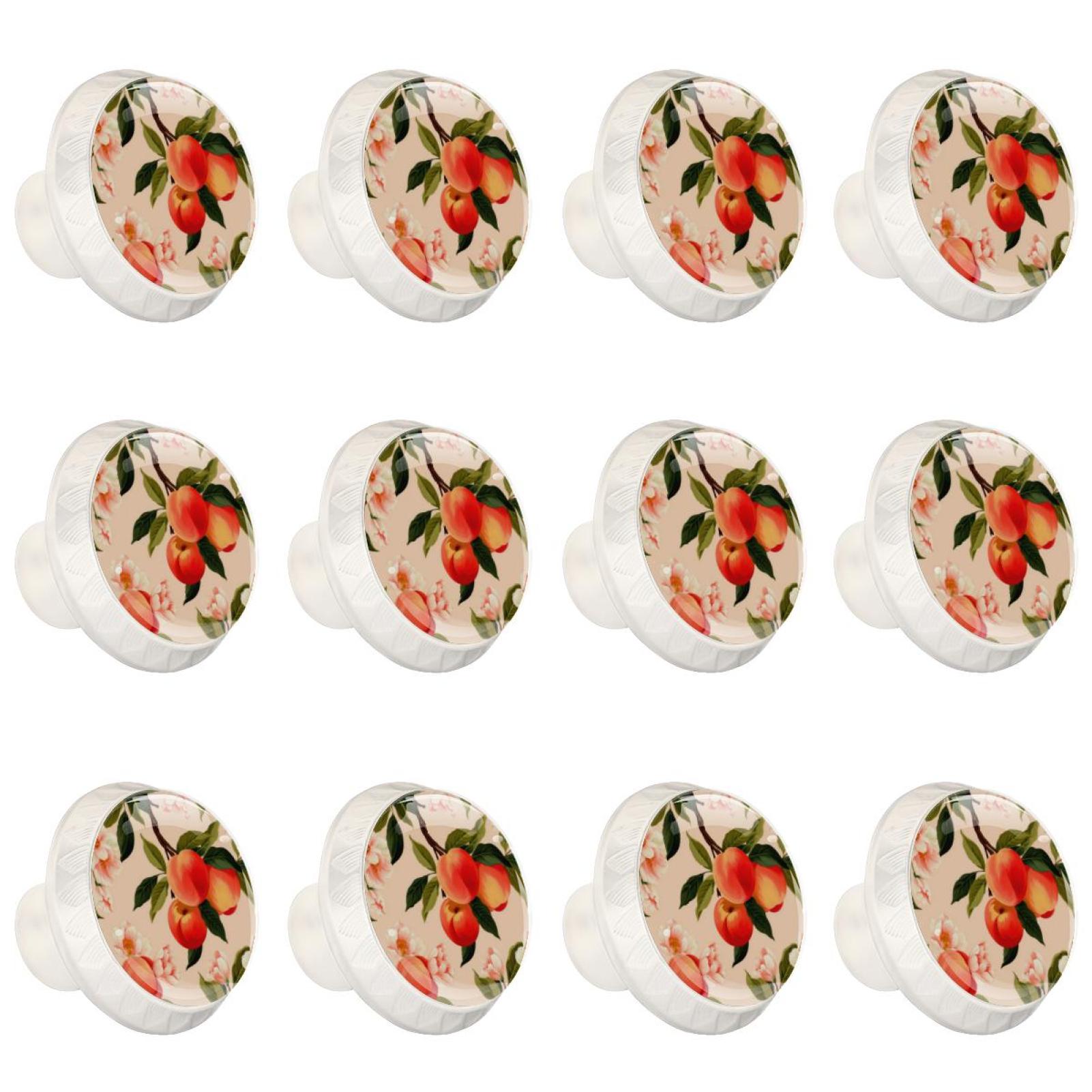 Peach 12 Pcs White Round Drawer Pulls with Screws,ABS and Glass Cabinet ...